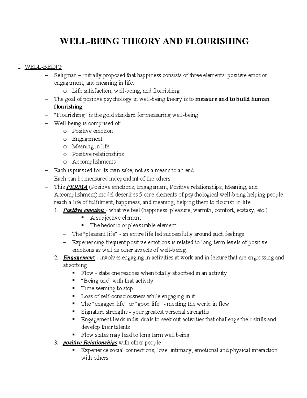 Well-Being Theory and Flourishing: Insights on PERMA Model (PSY 101 ...