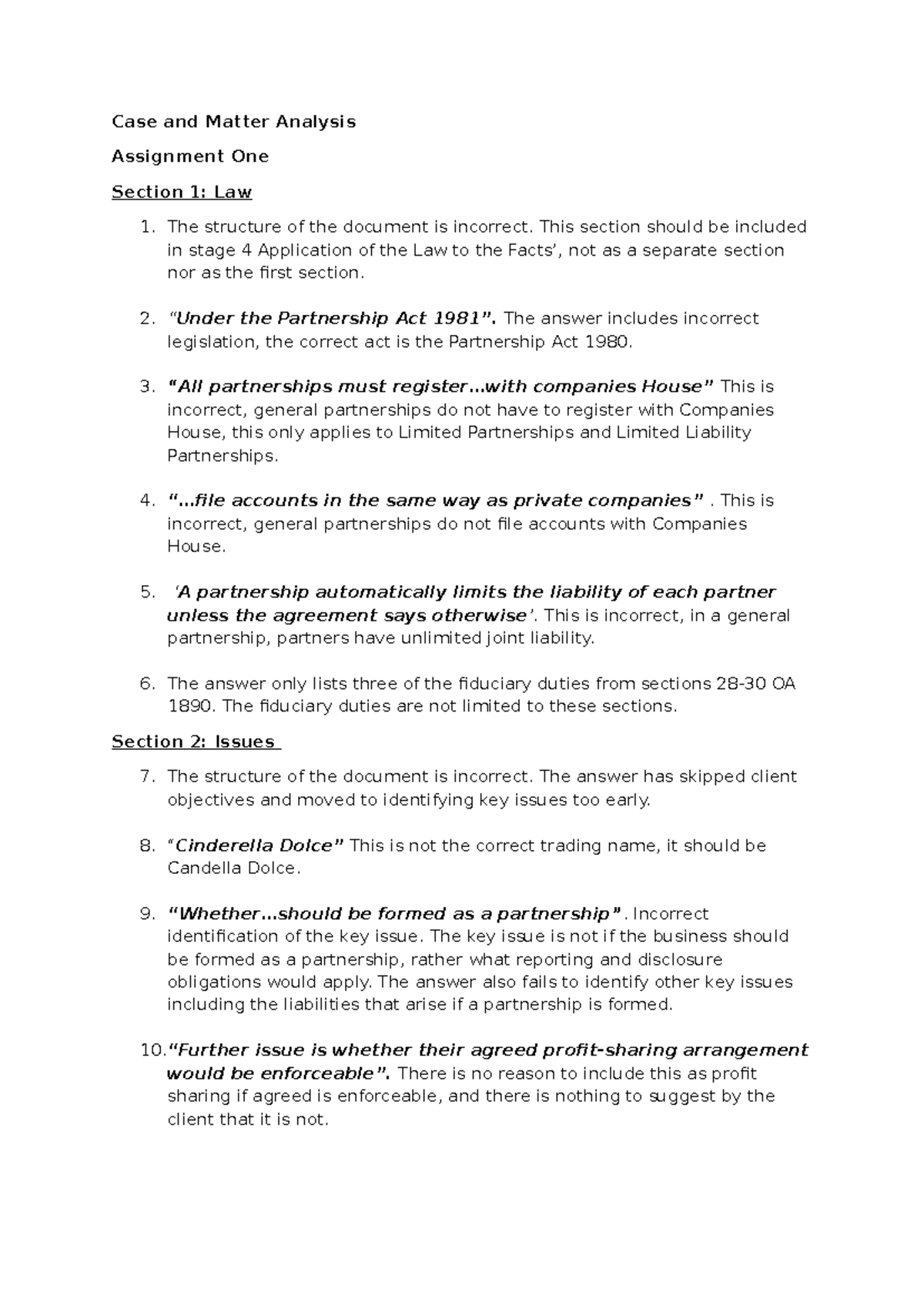 Case and Matter Analysis - Assignment 1 Review [989734] - Studocu