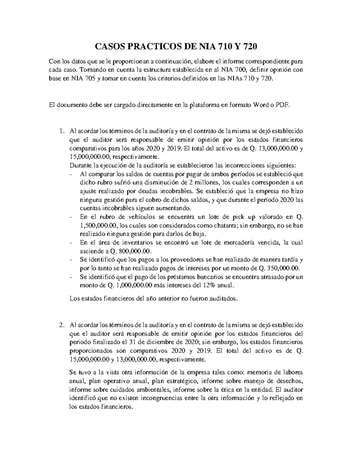 Casos Prácticos de Auditoría según NIA 710 y 720: Ejercicios Detallados ...