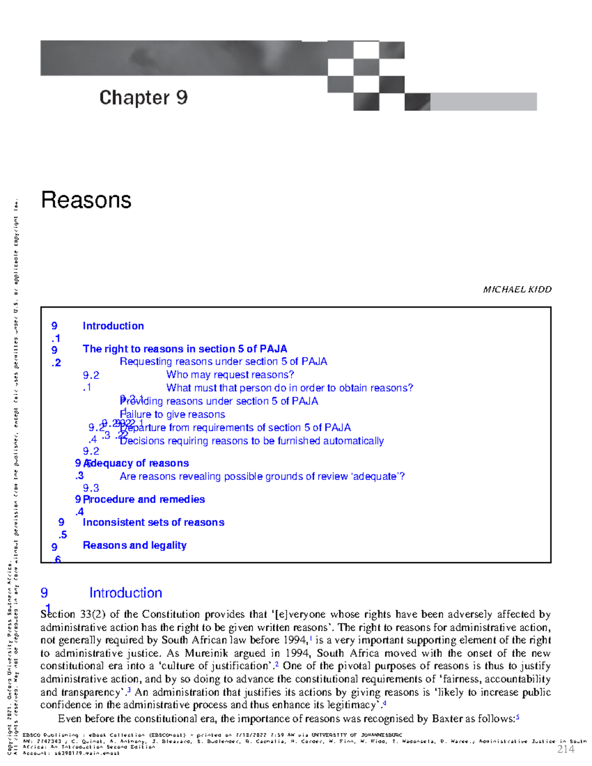 Chapter 9 Administrative Justice in SA - 214 9 . 9 . 9 . 9 . . 9 ...