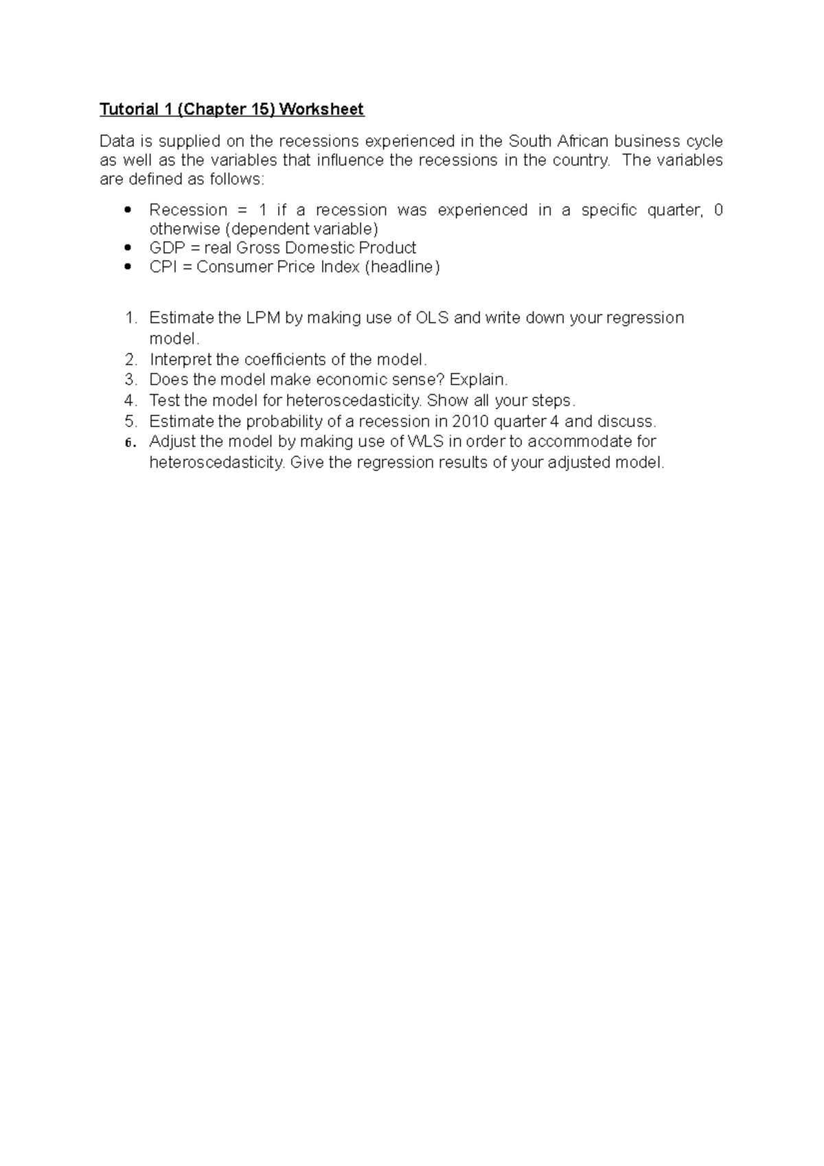 Tutorial 1 - Qualitative response regression models - Tutorial 1 ...