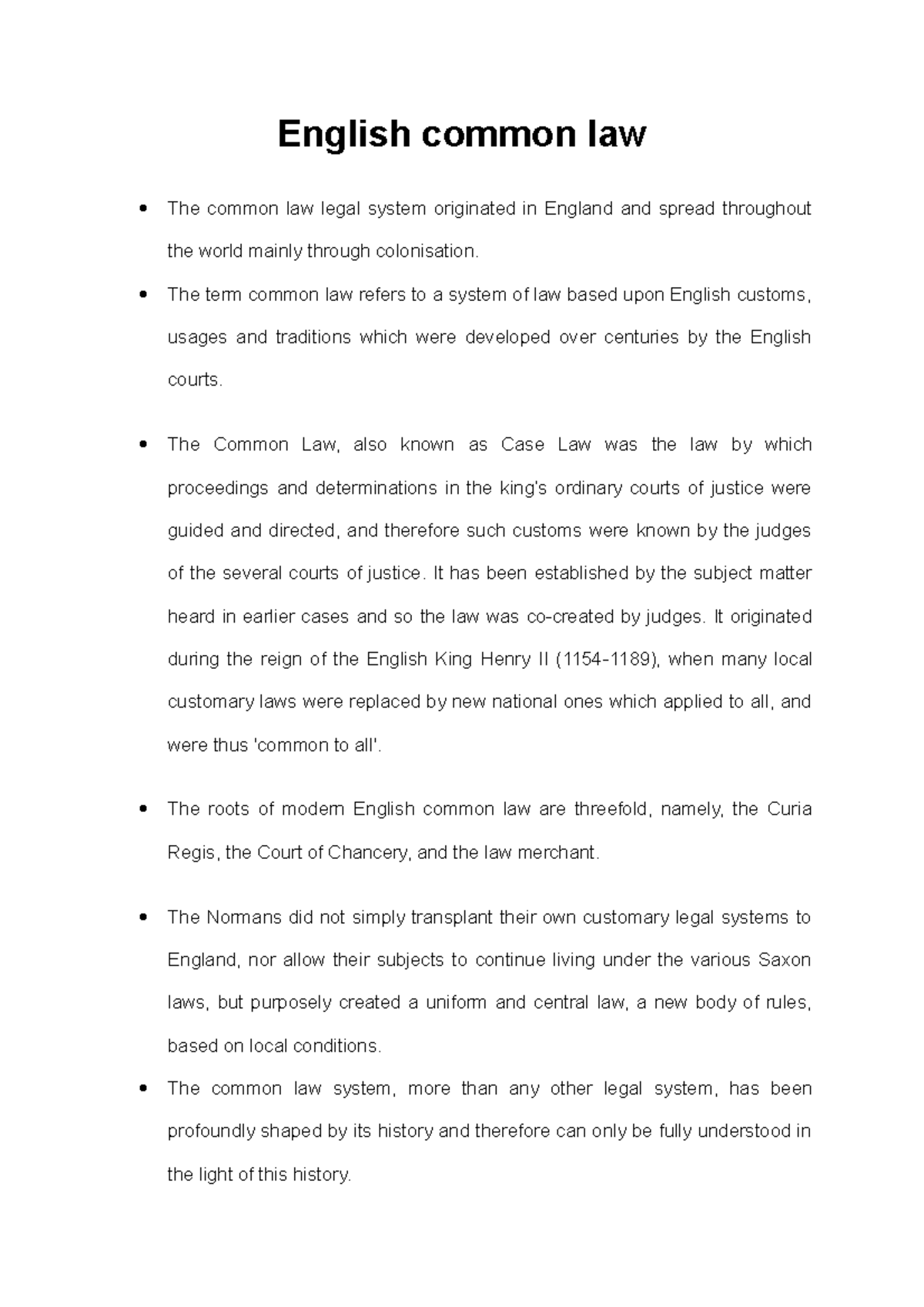 The Evolution of English Common Law: Historical Perspectives - Studocu