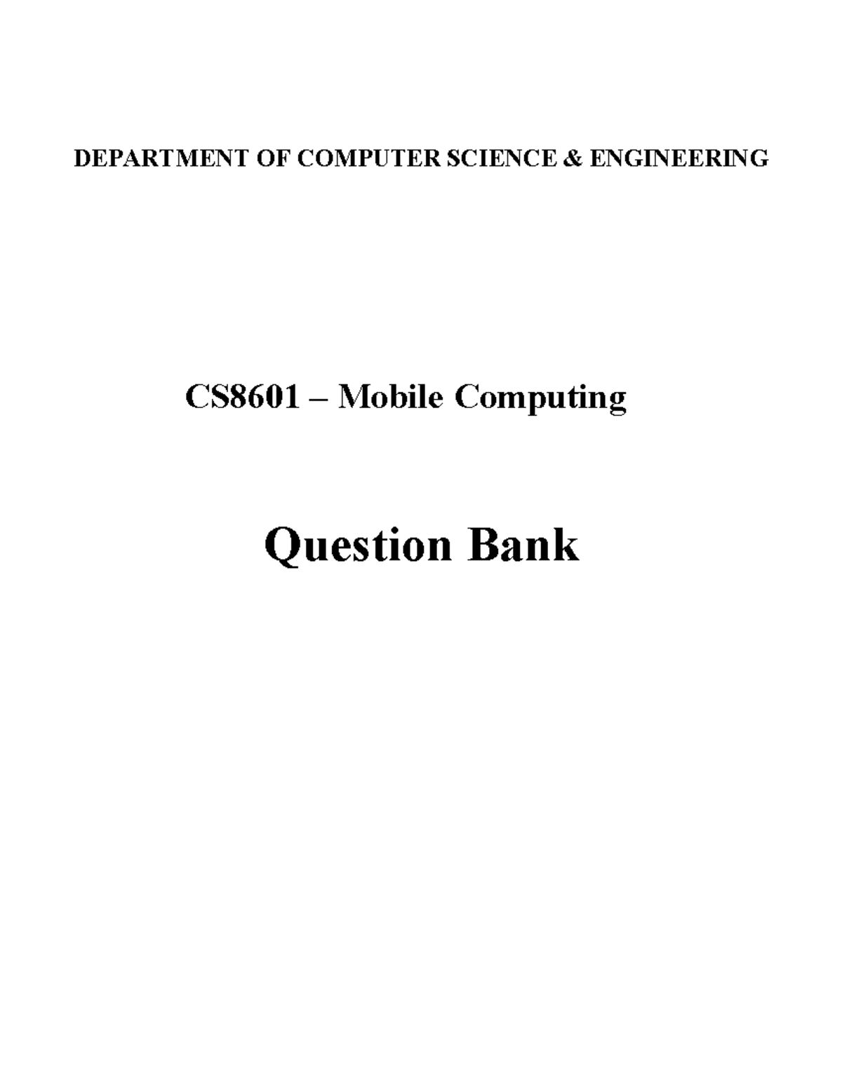 CS8601 Mobile Computing - Comprehensive Unit-Wise Q&A Guide - Studocu