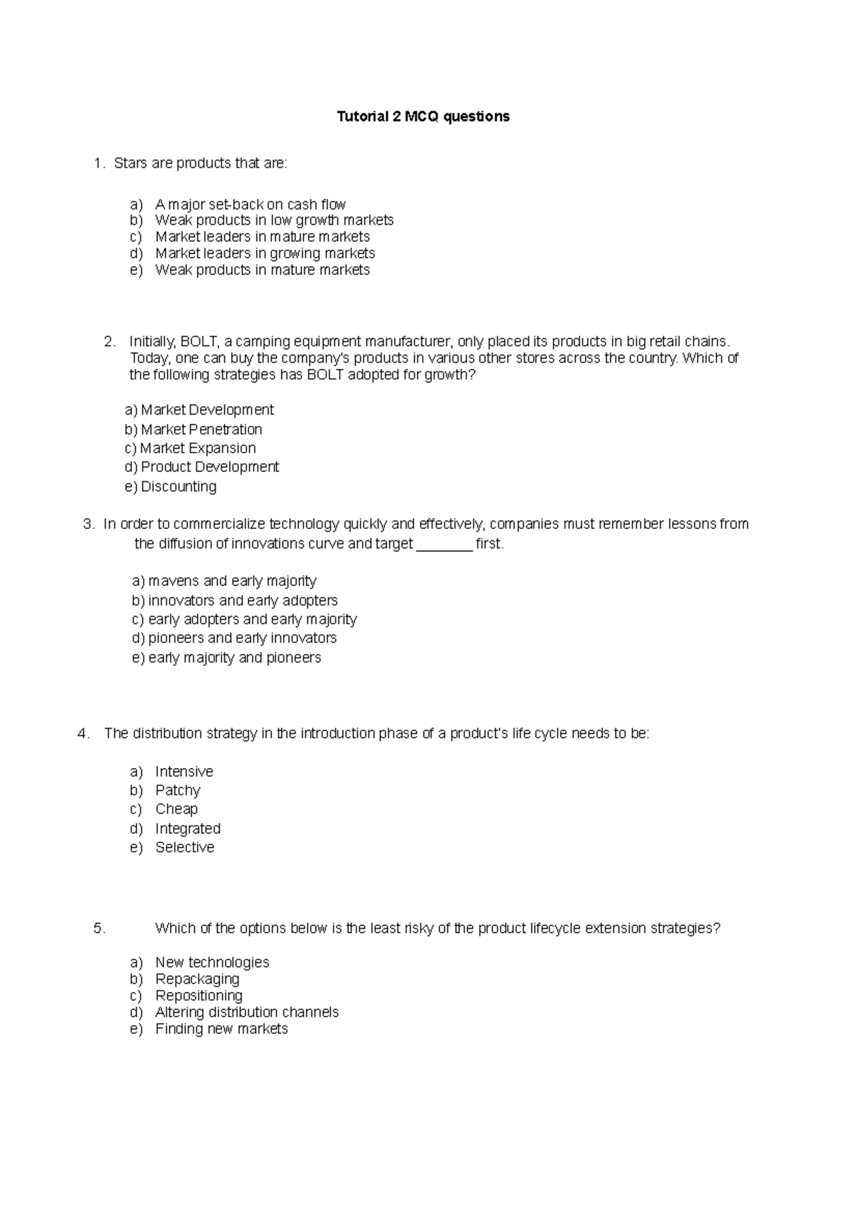 MCQ2 - practice mcq - Tutorial 2 MCQ questions Stars are products that ...