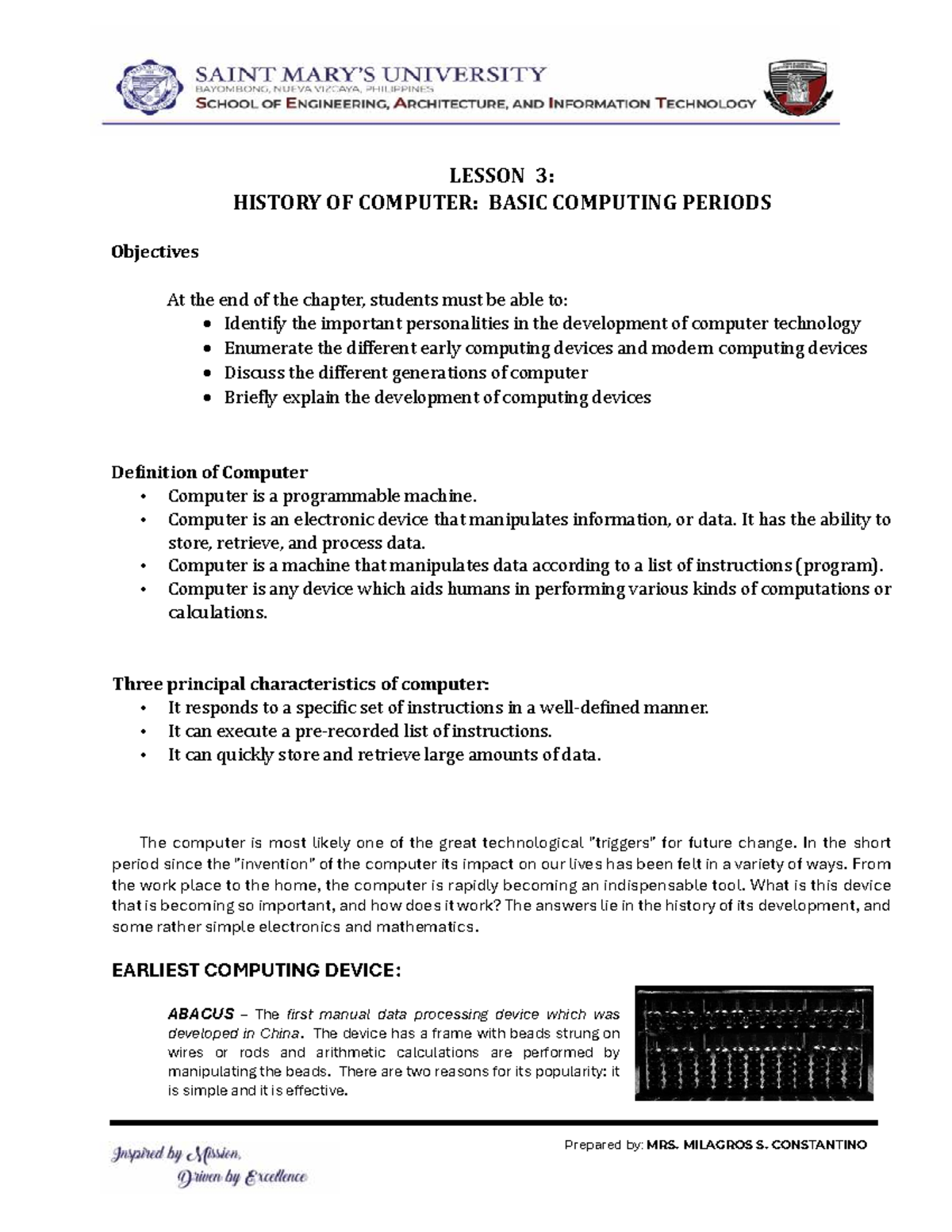 GIT L3: History of Computers and Basic Computing Periods - Studocu