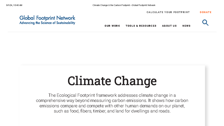 Climate Change & the Carbon Footprint - Global Footprint Network ...