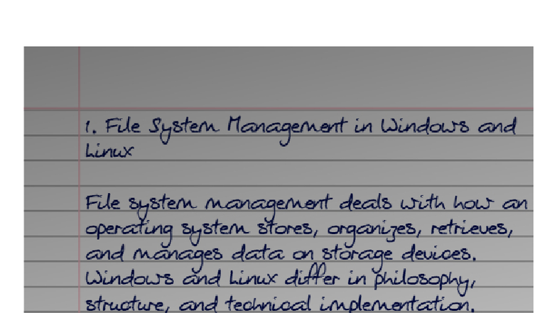 File System Management in Windows and Linux: A Comparative Study - Studocu