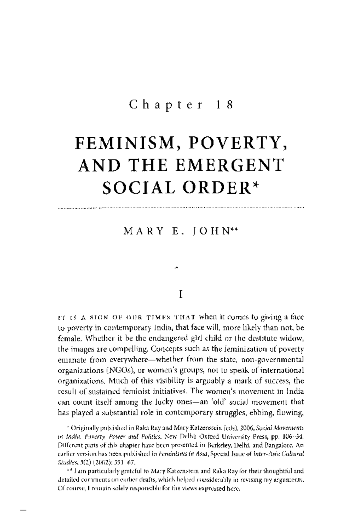 Chapter 18: Feminism, Poverty, and the Emergent Social Order (Course ...