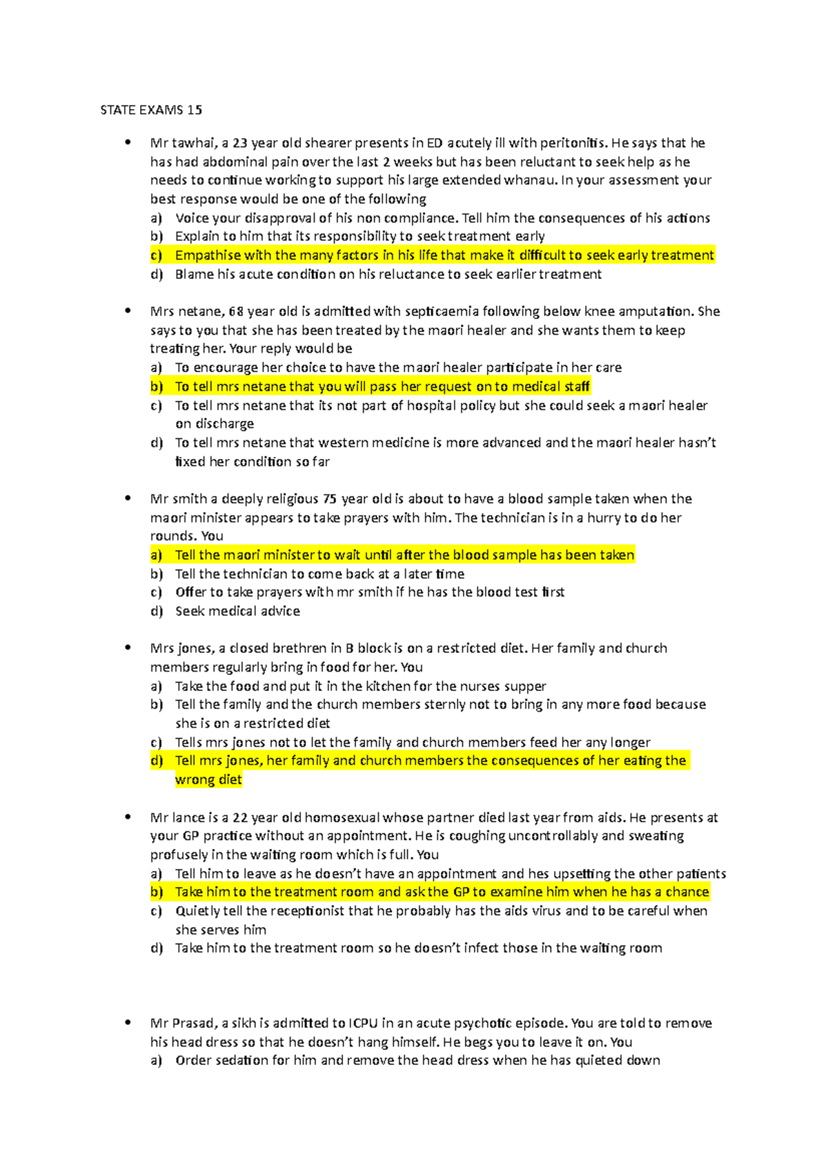 State Exams 15 completed - transition to registered nurse - NMIT - Studocu