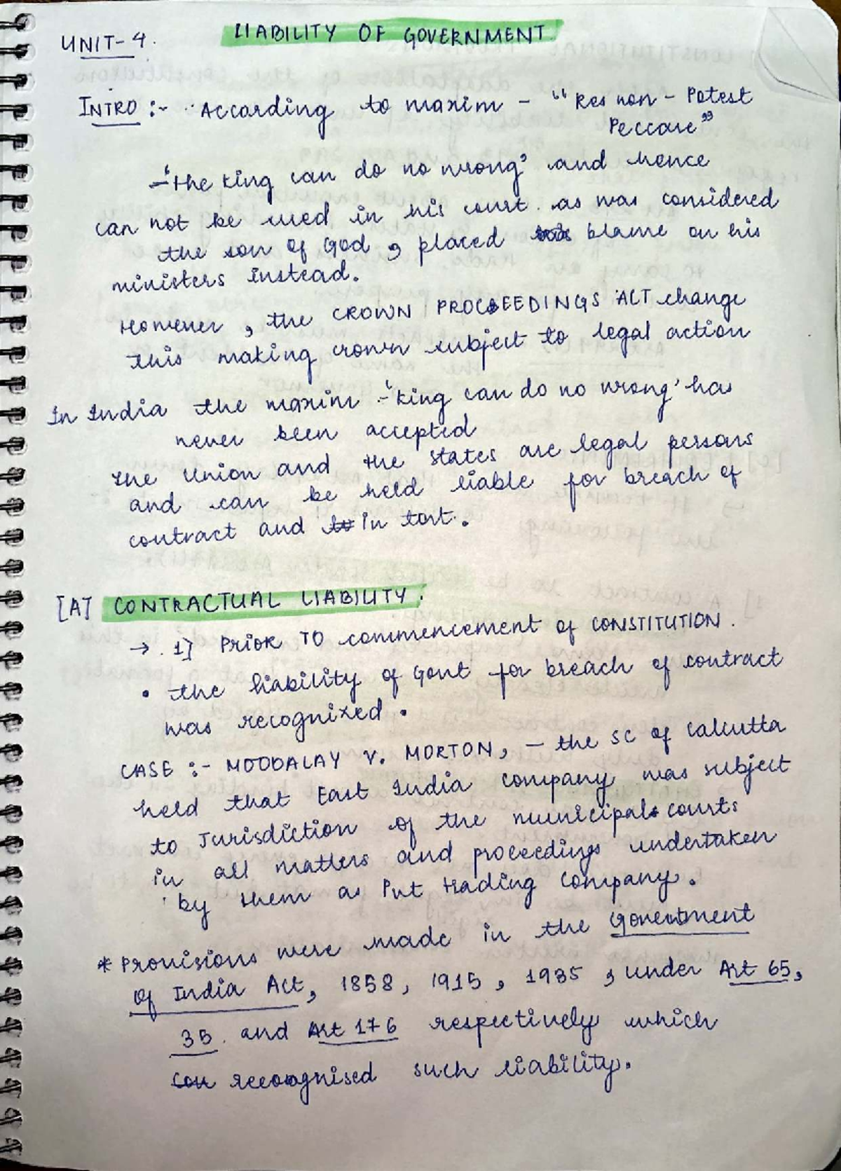 Admin Law Notes: Liability of Government and Judicial Review - Studocu