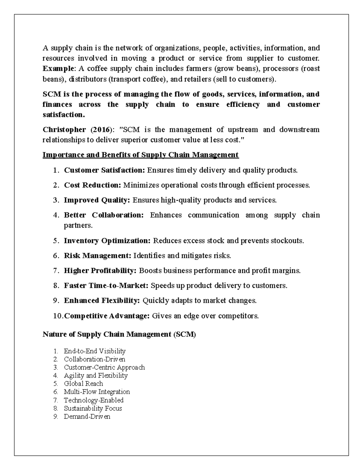 SCM 2 Notes: Key Concepts and Practices in Supply Chain Management ...
