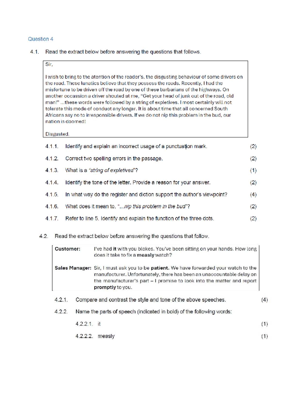 Gr 11 Language Practice: Punctuation, Spelling, and Tone Analysis - Studocu