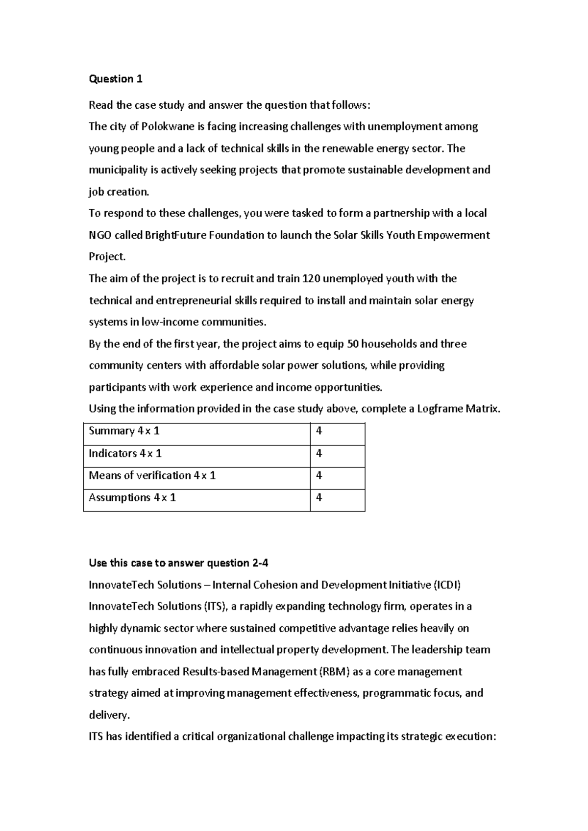 Case Study: Solar Skills Youth Empowerment Project (Block 12) - Studocu