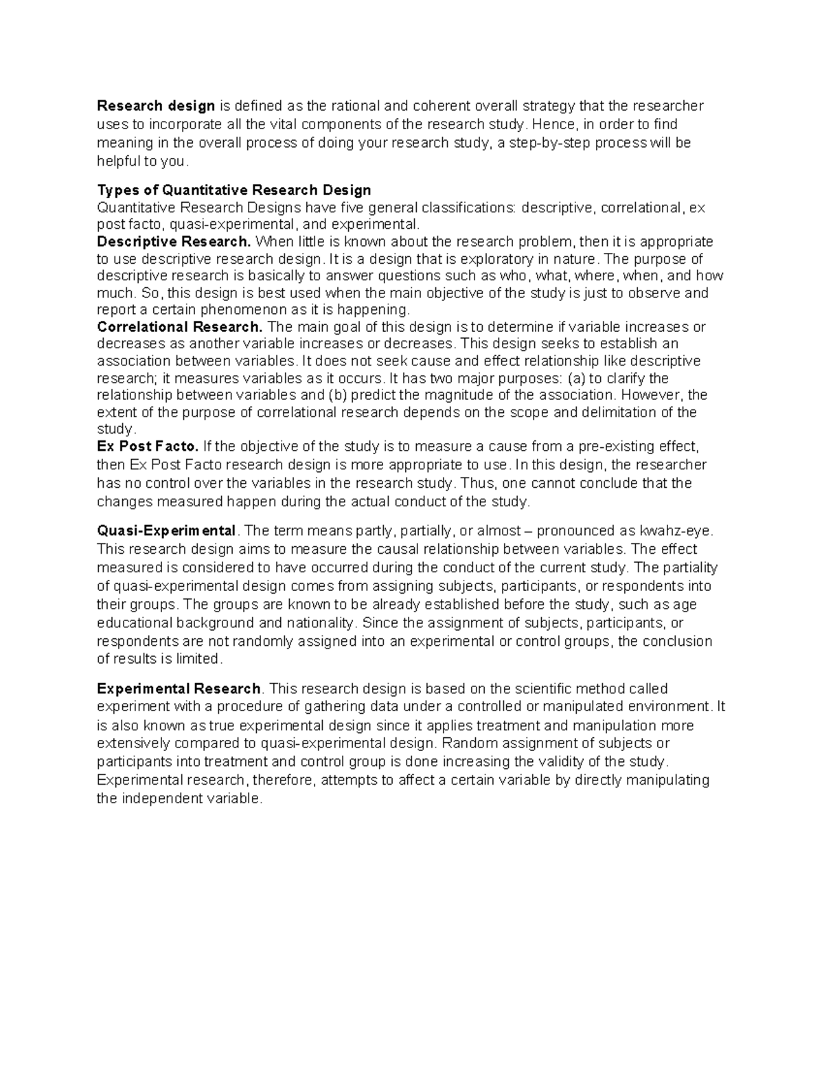 Quantitative Research Design Overview: Types & Methods (PR2) - Studocu