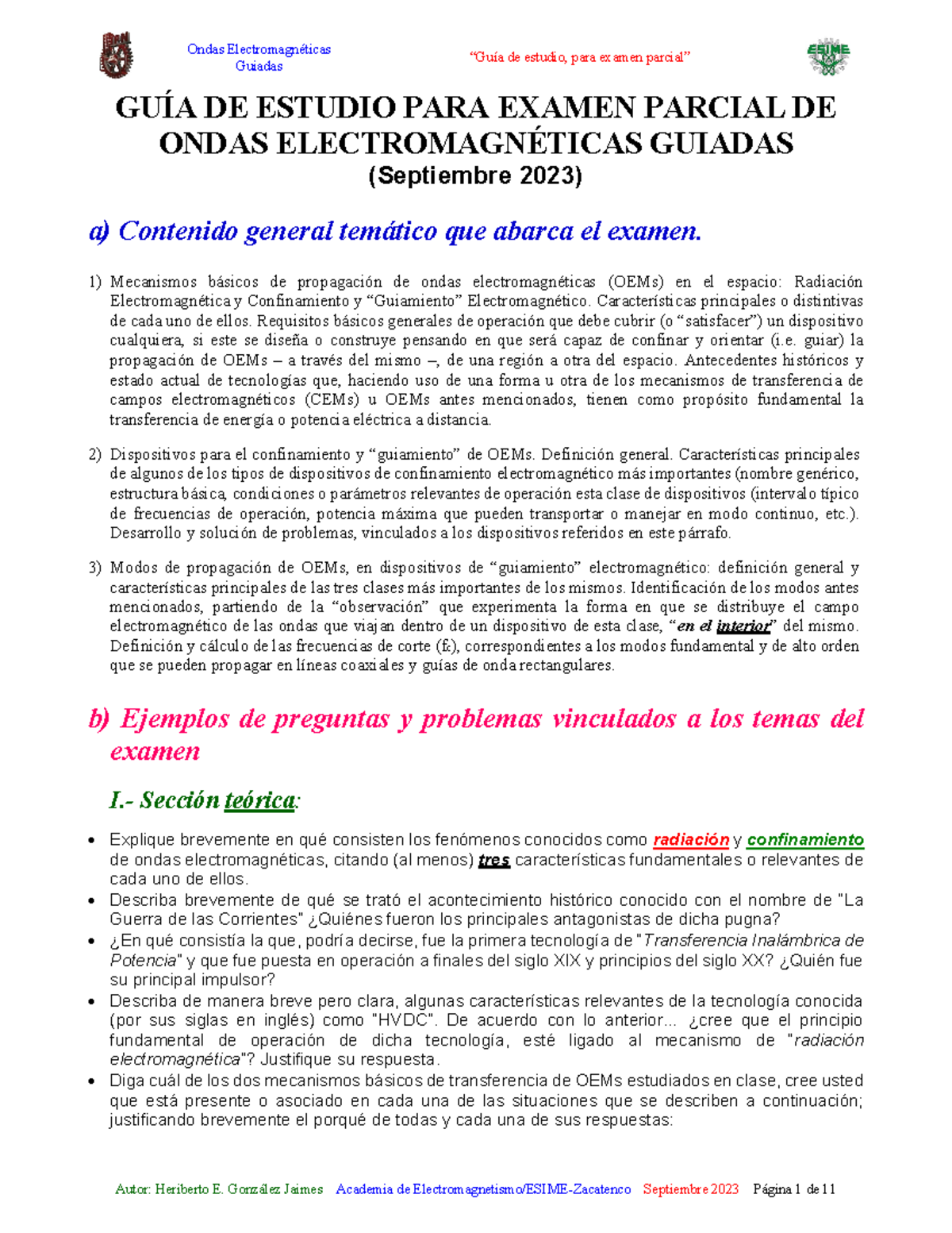 Guía de Estudio para Examen Parcial de Ondas Electromagnéticas (2023) - Studocu