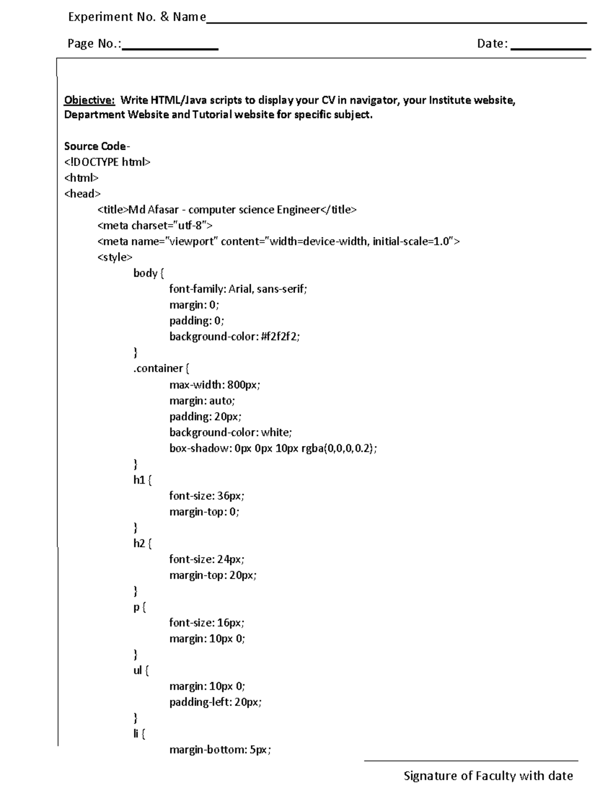 notes lab prectice dr AKTU univercity - Page No.: Date: Objective ...