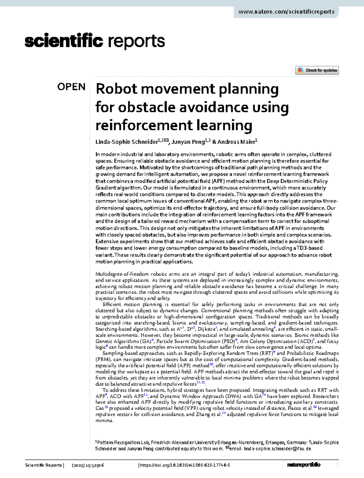 Reinforcement Learning for Robot Motion Planning: APF & DDPG ...