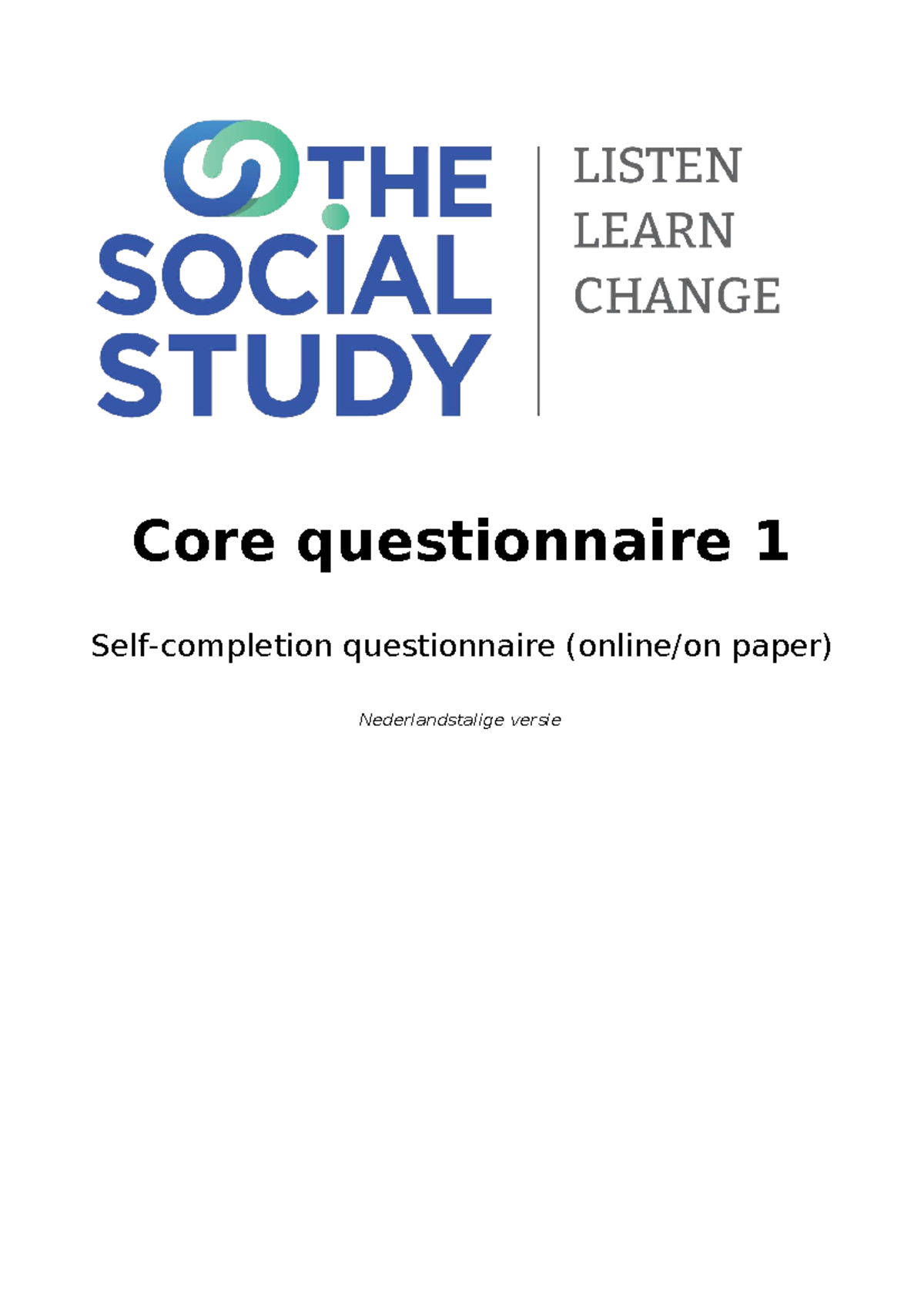 2025 Oefenvragenlijst TSS - Core questionnaire 1 Self-completion ...