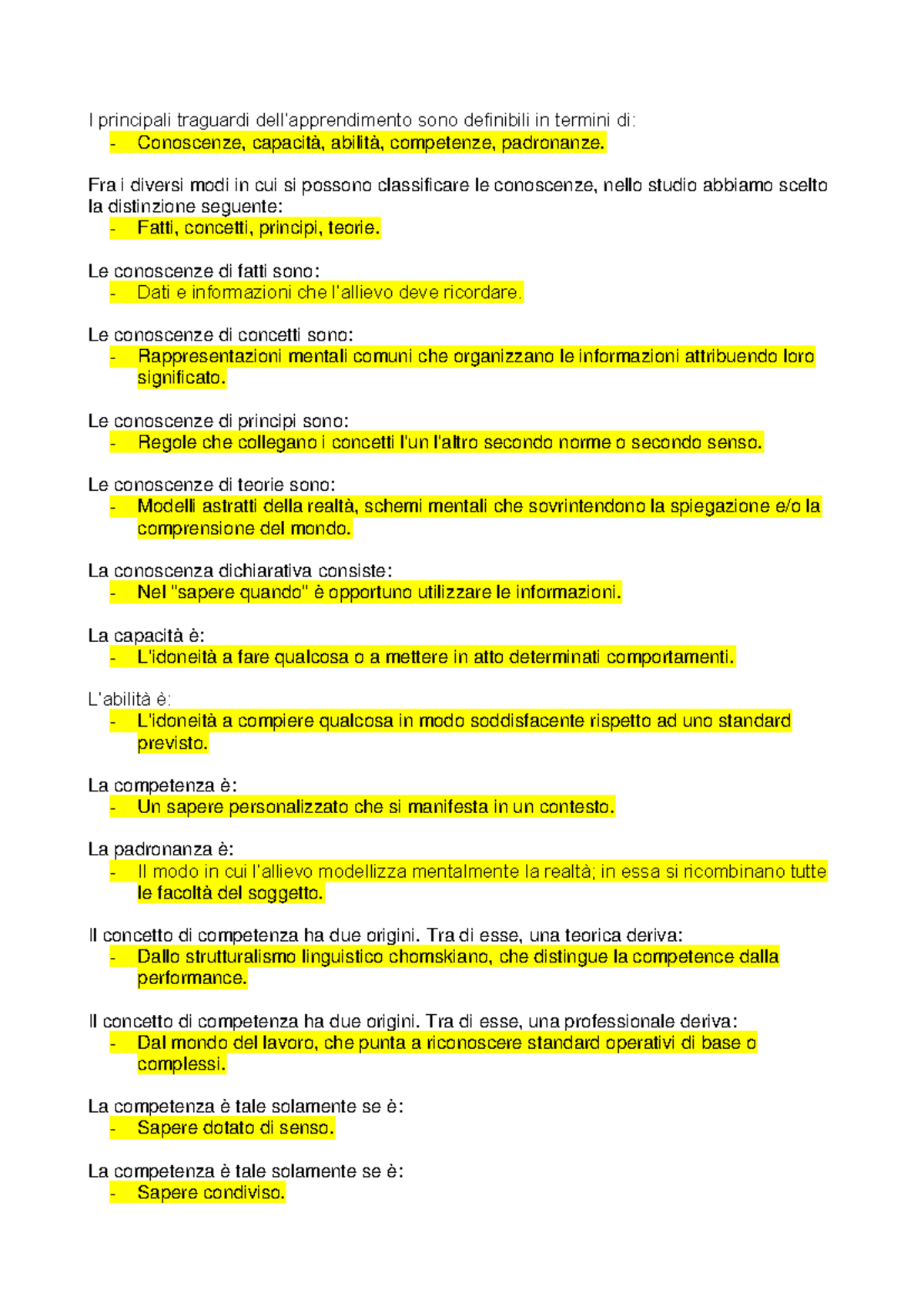 Domande pedagogia generale - I principali traguardi dell’apprendimento ...