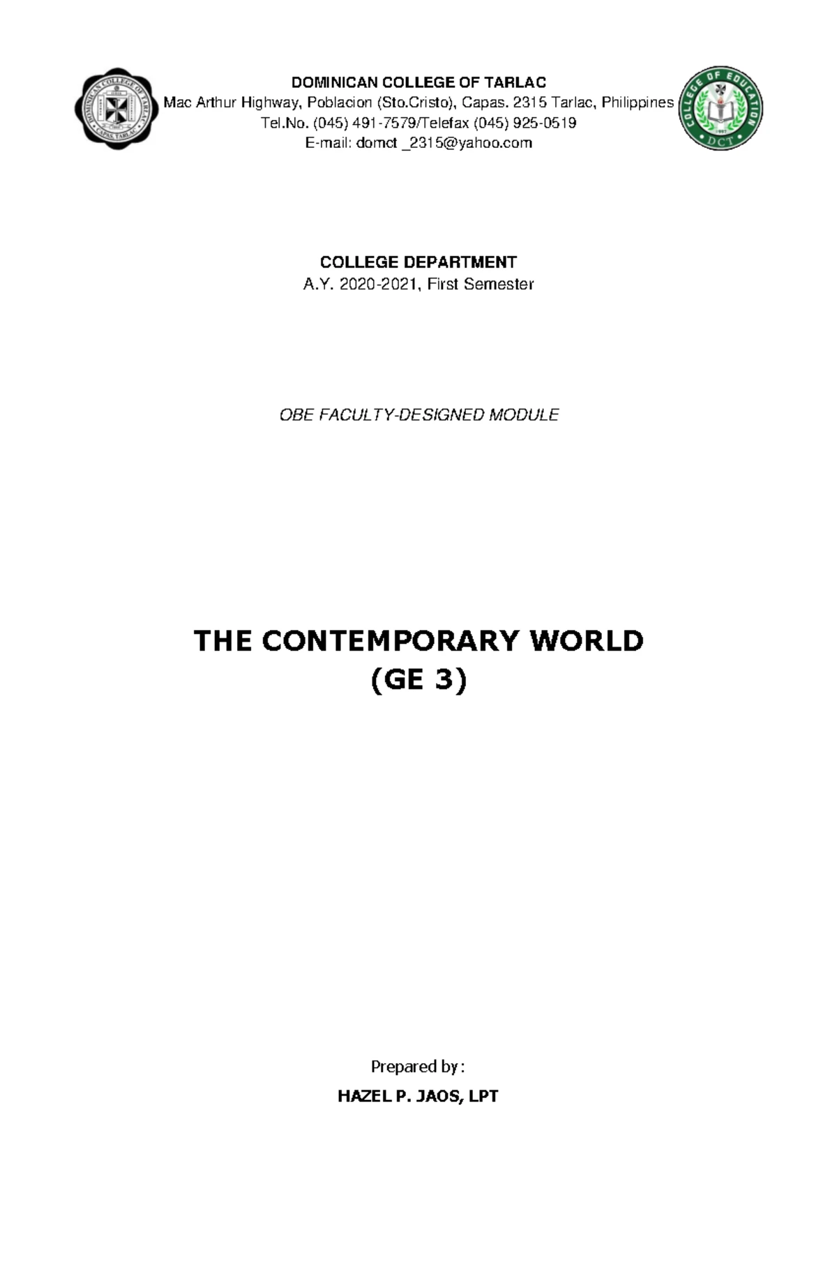 Module 5 - The Contemporary World - MODULE 5: A WORLD OF REGIONS ...