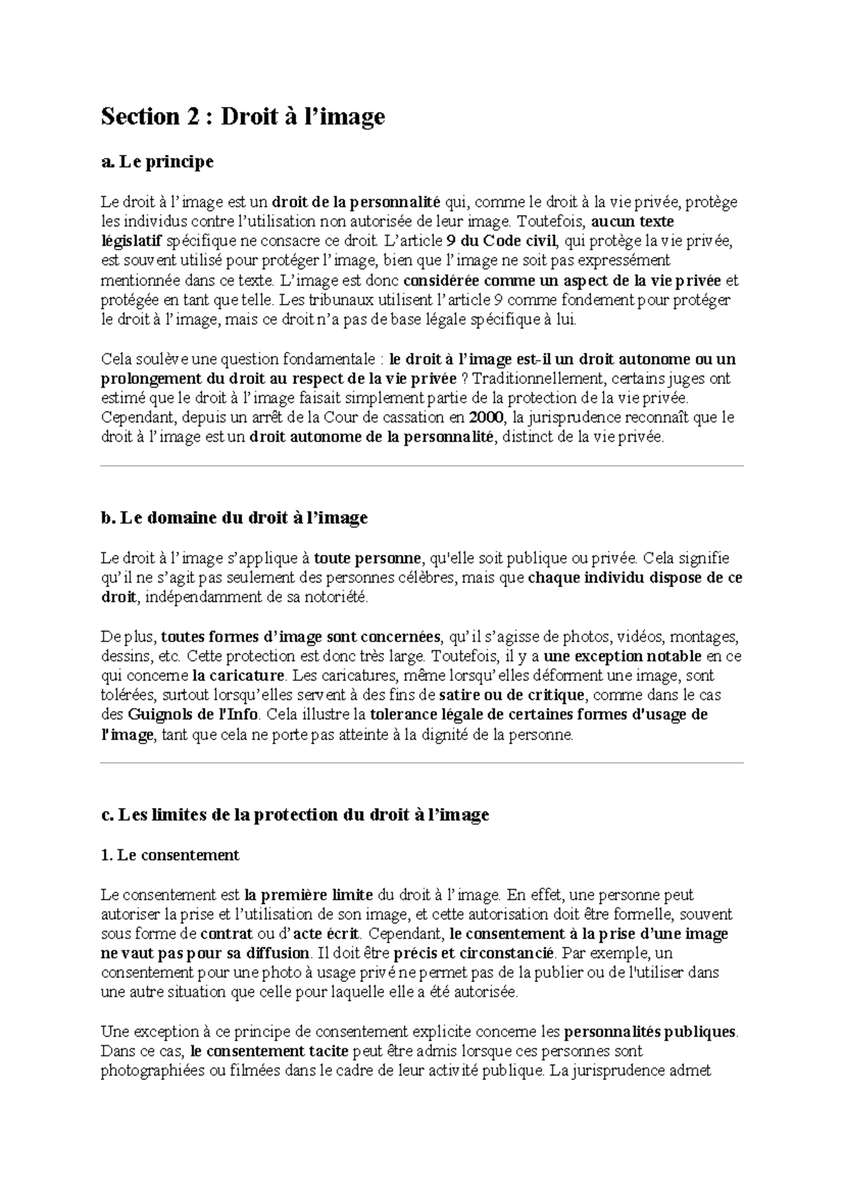 Révision du Droit à l'Image - L1 S2 - Studocu