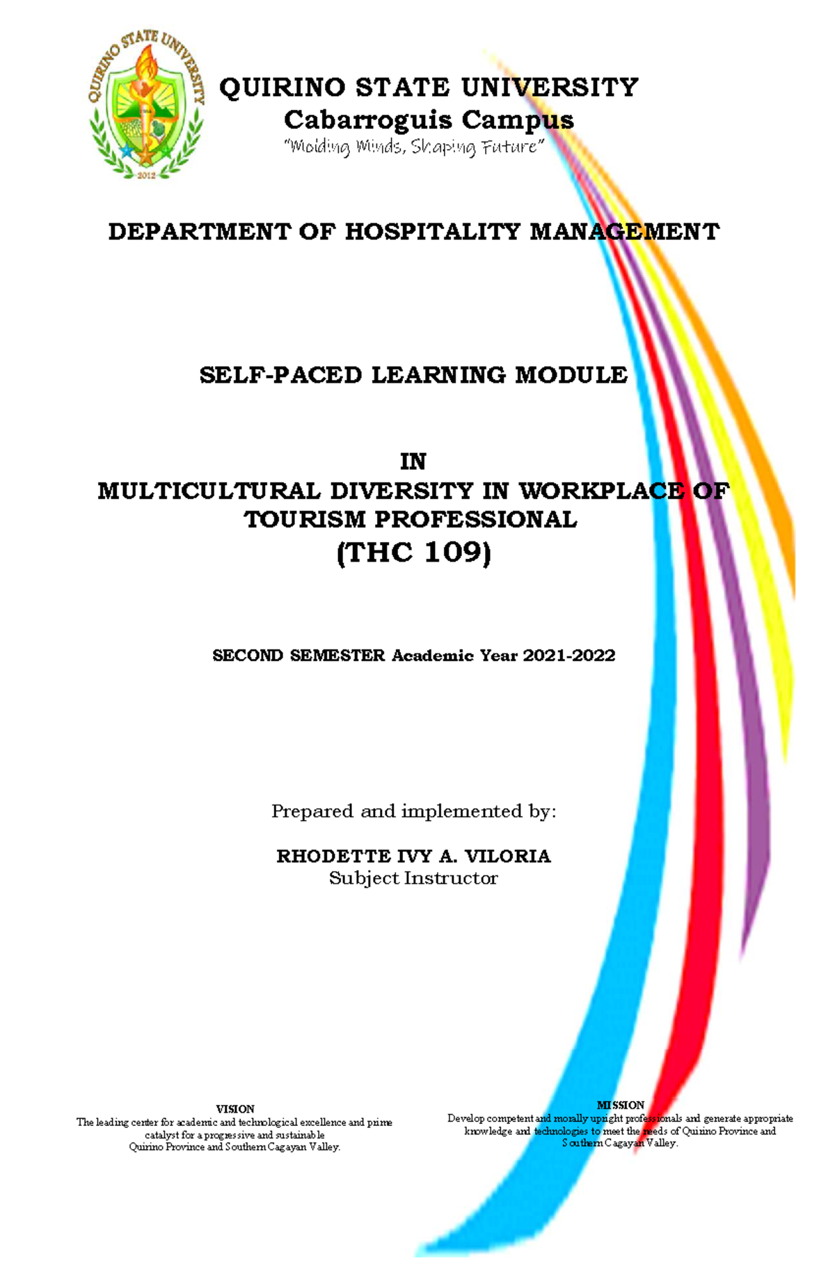 THC 109 - Learning Module on Multicultural Diversity in Tourism - Studocu