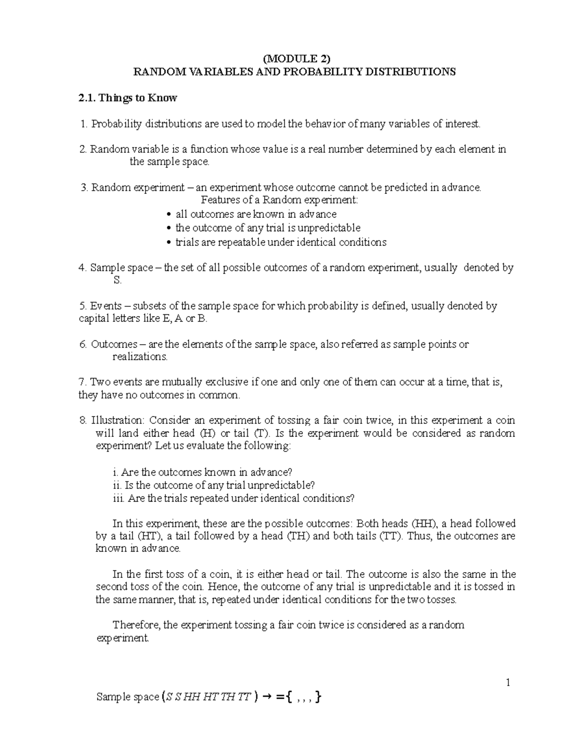 MTHED51 Module 2: Random Variables & Probability Distributions Notes ...