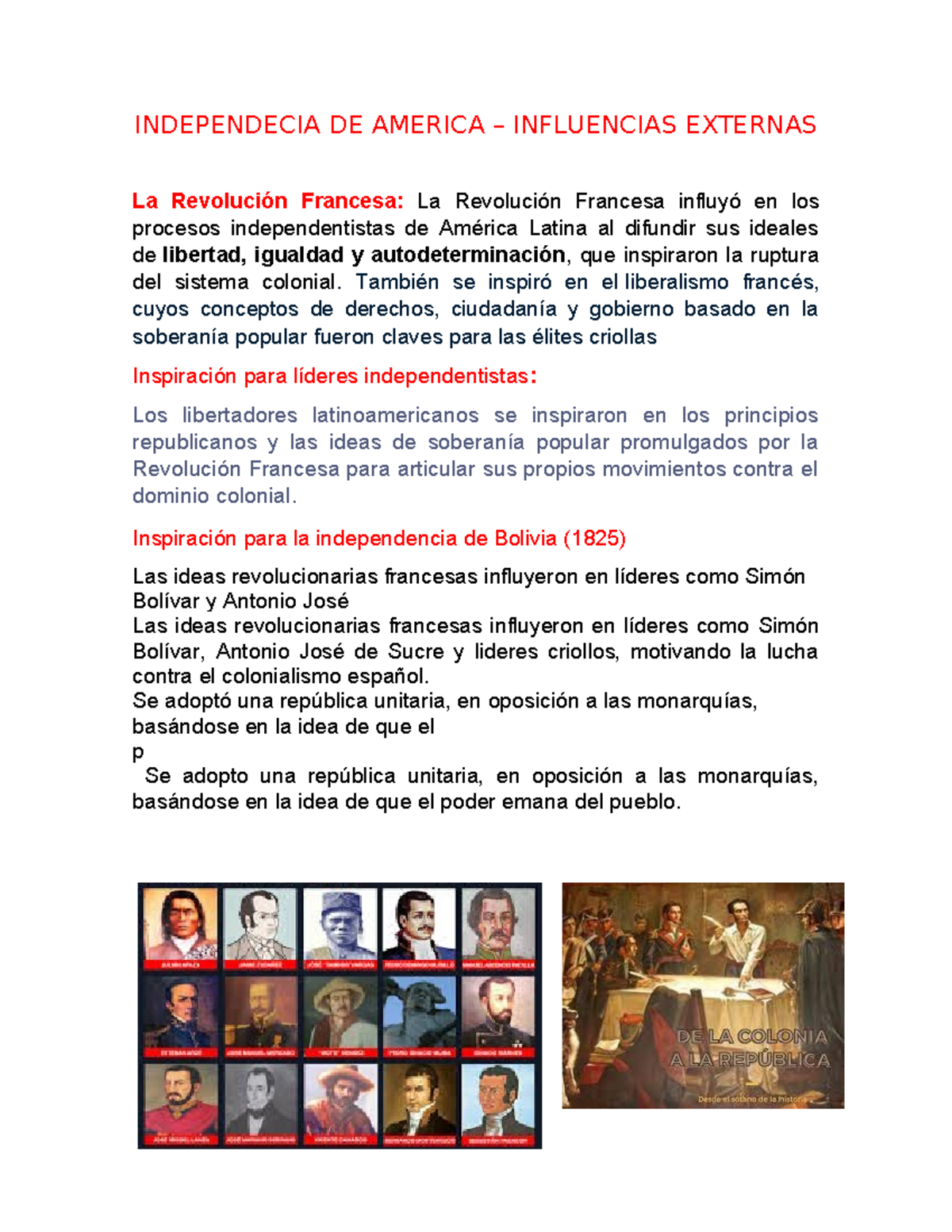 INDEPENDECIA DE AMERICA: INFLUENCIAS DE LA REVOLUCIÓN FRANCESA - Studocu