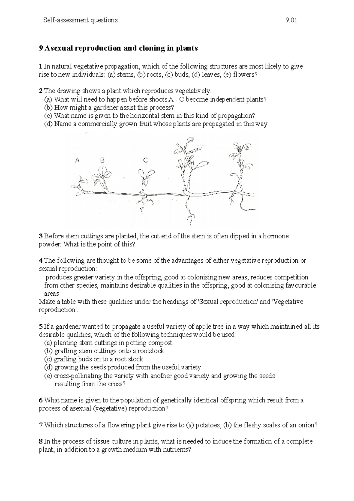 Asexual-reproduction-questions - 9 Asexual reproduction and cloning in ...