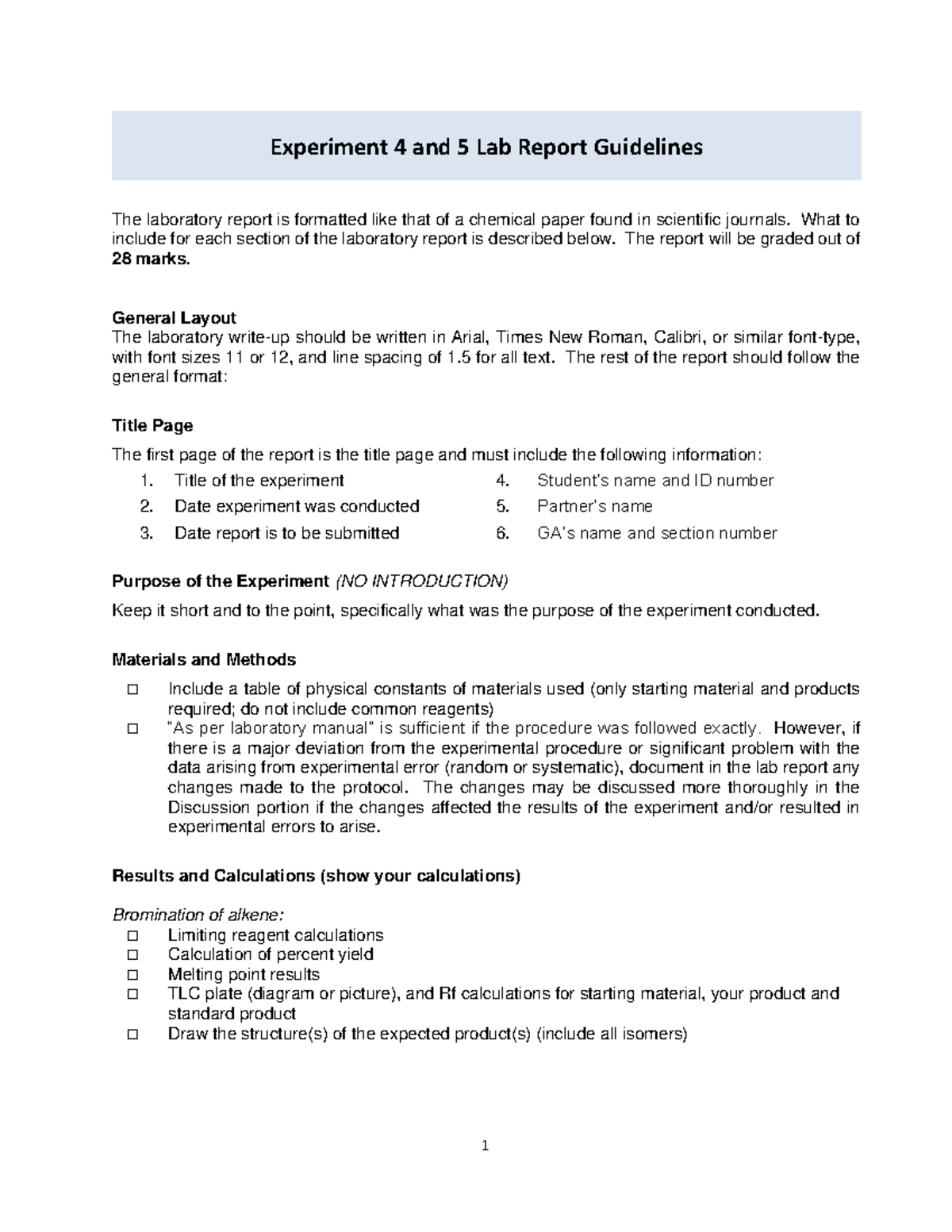 Experiment 4 & 5 Lab Report Formatting Guidelines - Studocu