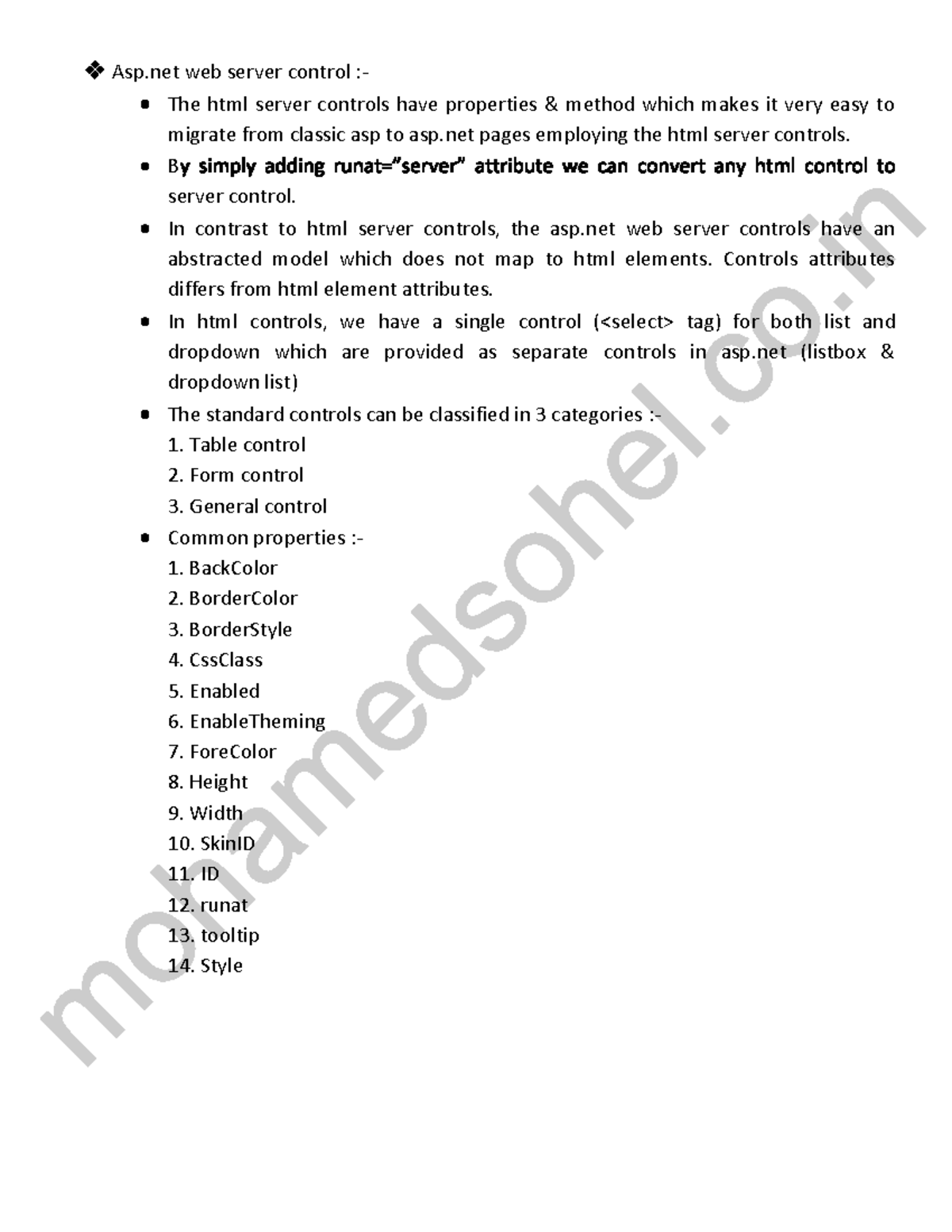 ASP.NET Web Server Controls Overview: Properties & Usage - Studocu