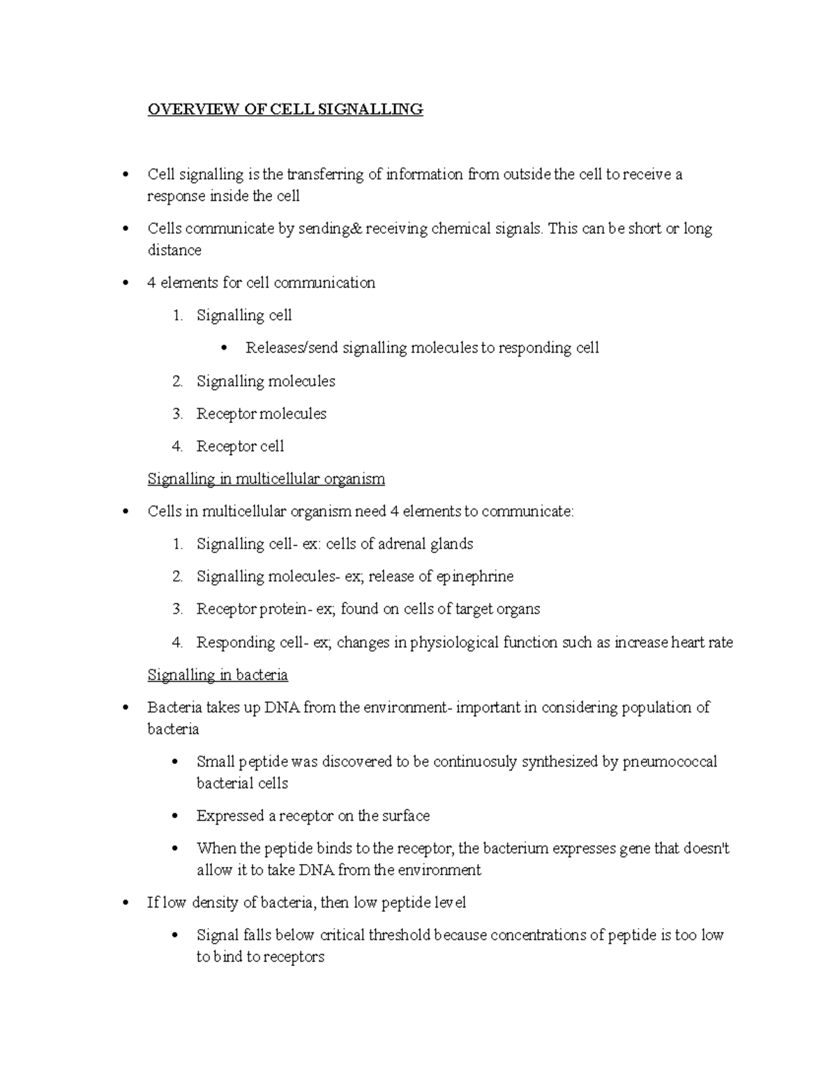 Overview OF CELL Signalling - OVERVIEW OF CELL SIGNALLING Cell ...