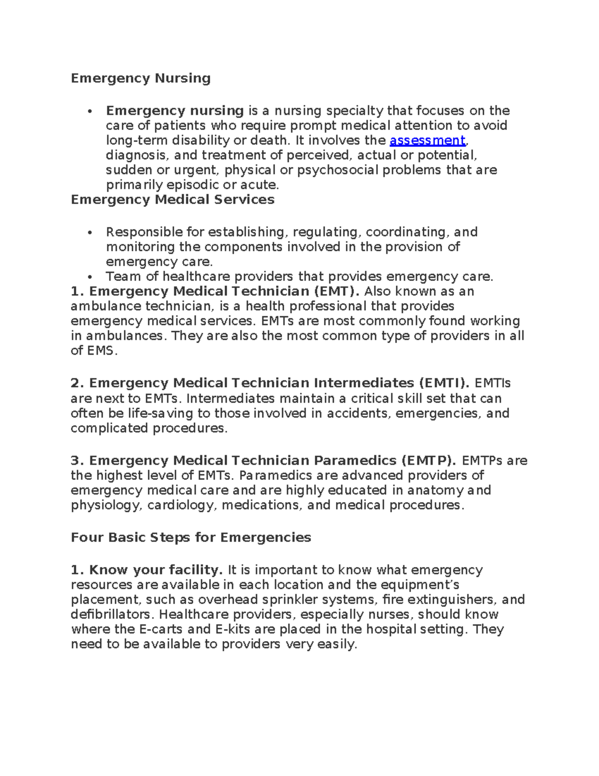 Emergency Nursing: Key Concepts and Protocols for Patient Care - Studocu
