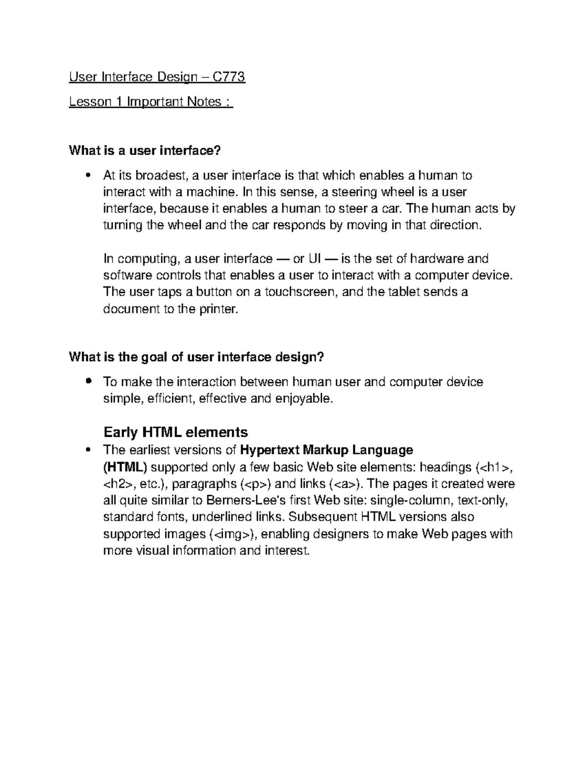 User Interface Design - Chapter 1 - User Interface Design – C Lesson 1 ...