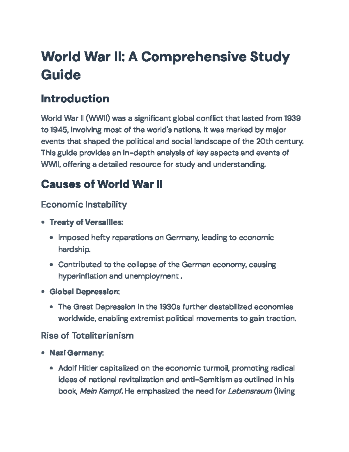 World War II (HIST101): Key Causes, Events, and Global Impact Guide ...