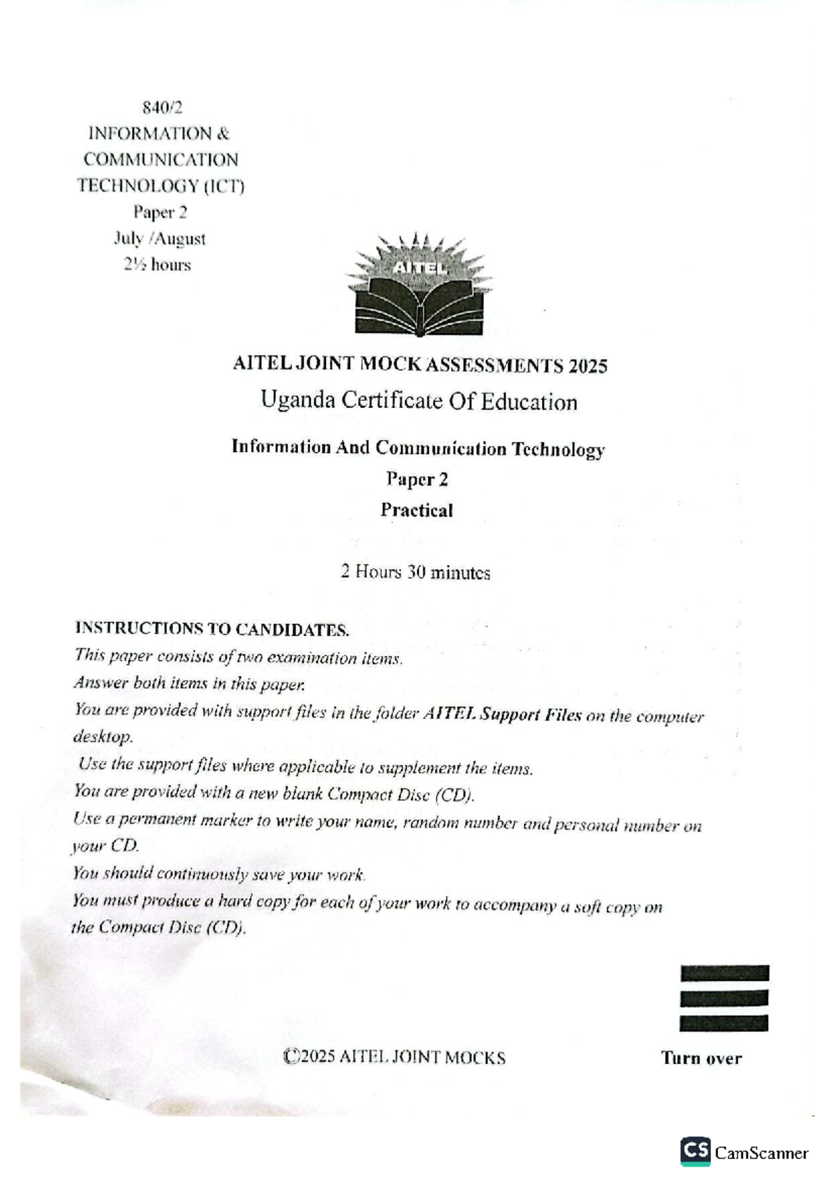 AITEL ICT UCE Paper 2 - Joint Mock Exam Instructions - Studocu