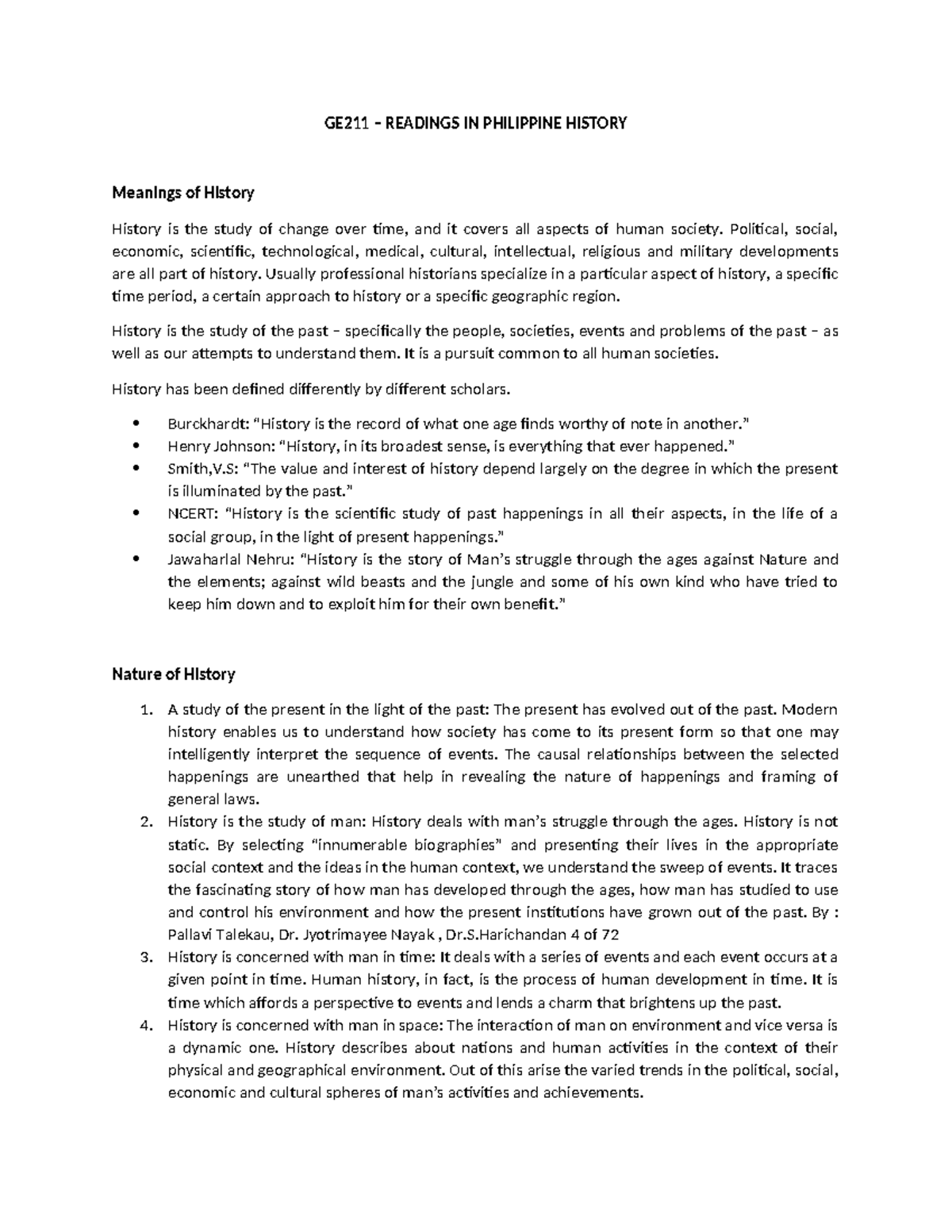 GE211 READINGS IN PHILIPPINE HISTORY: Meaning, Nature & Relevance of ...