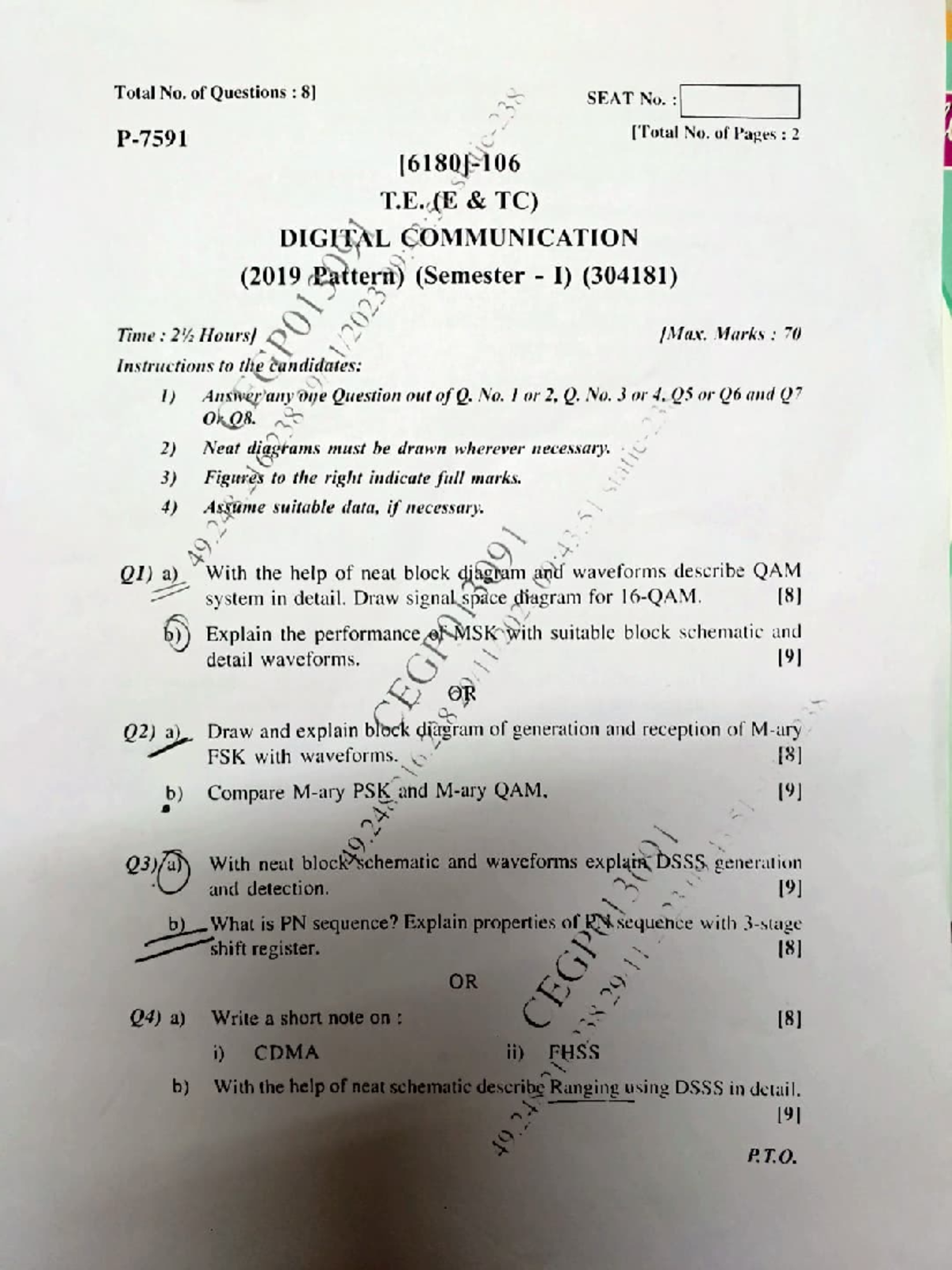Digital Communication Notes for T.E. (E TC) 304181 - Nov-Dec 2023 - Studocu