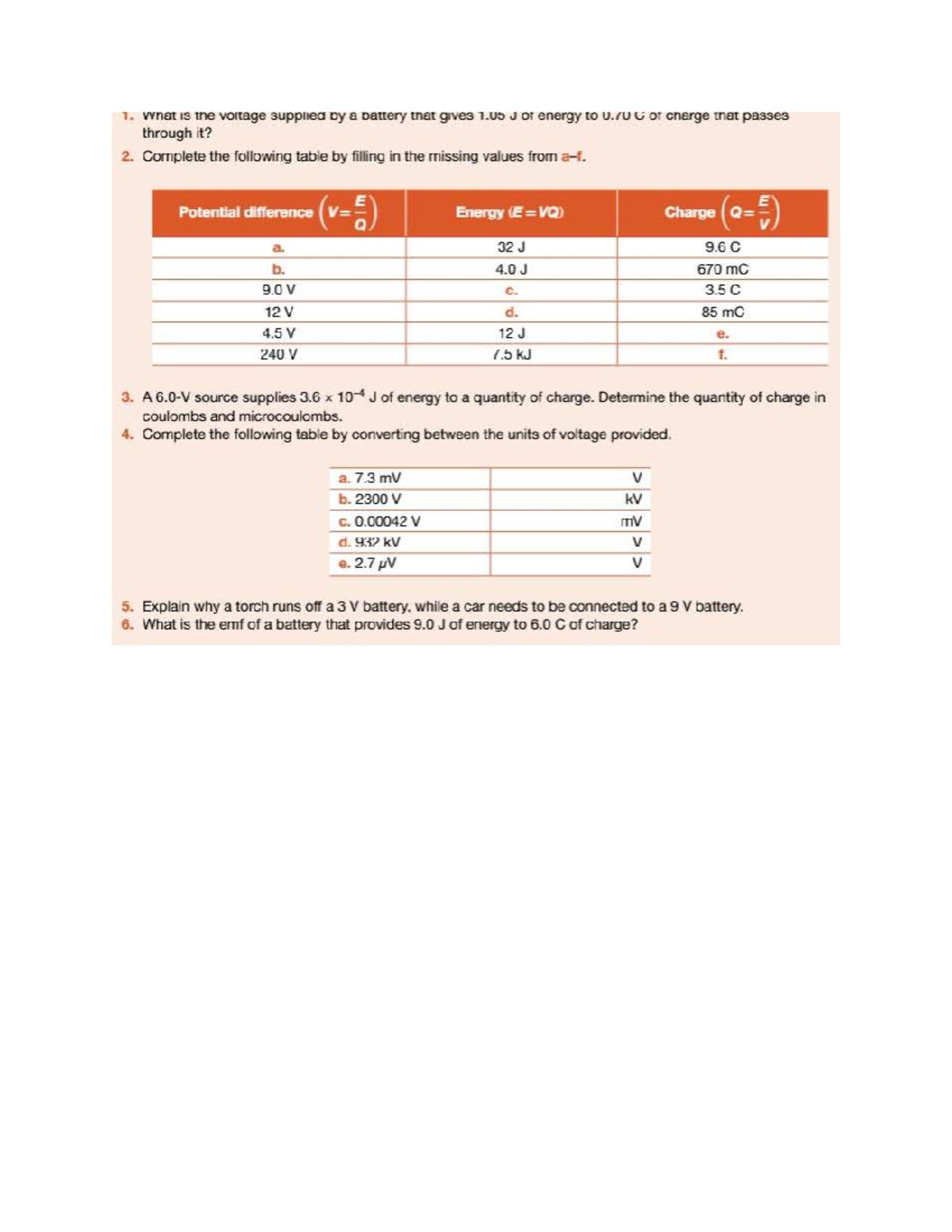 Physics PRAC Questions on Electricity: Voltage & Charge Calculations ...