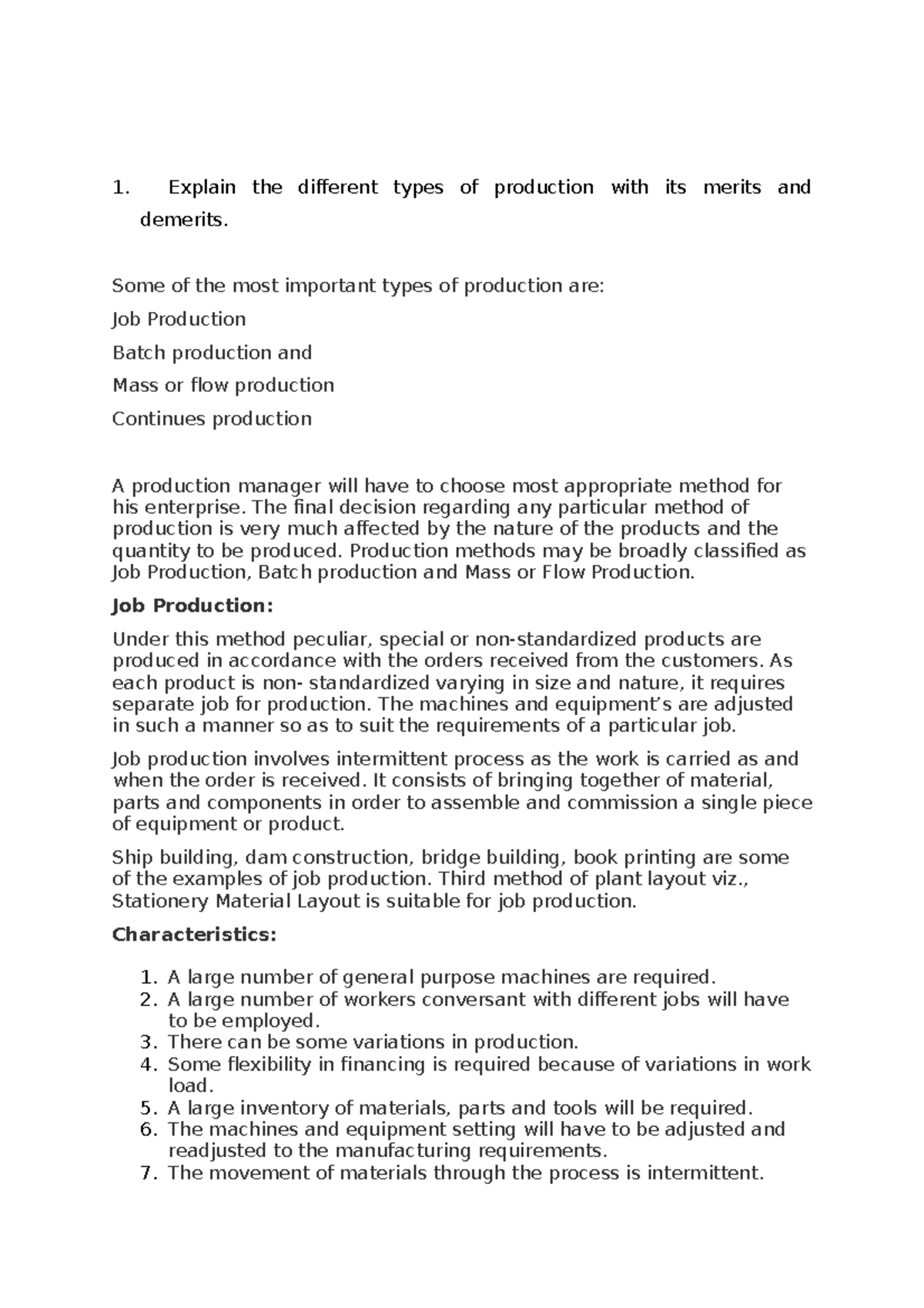 Production Management: Types, Advantages, and Disadvantages of Methods ...