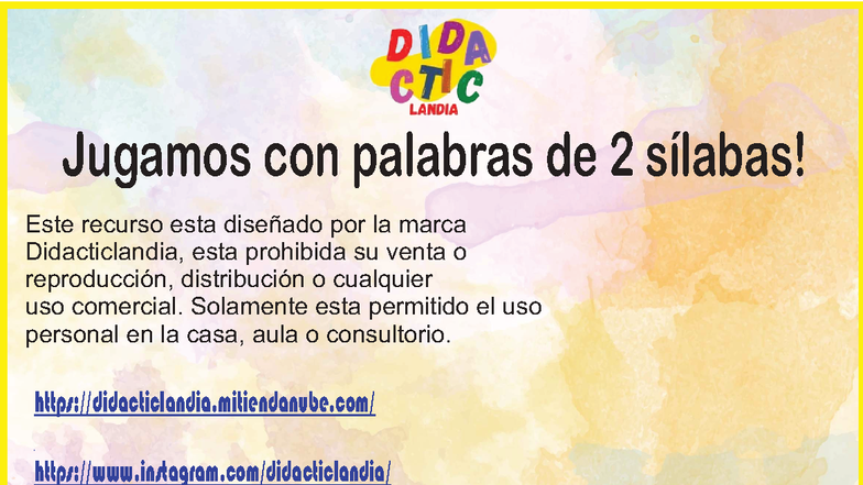 Jugamos con Palabras de 2 Sílabas - Didacticlandia Resource - Studocu