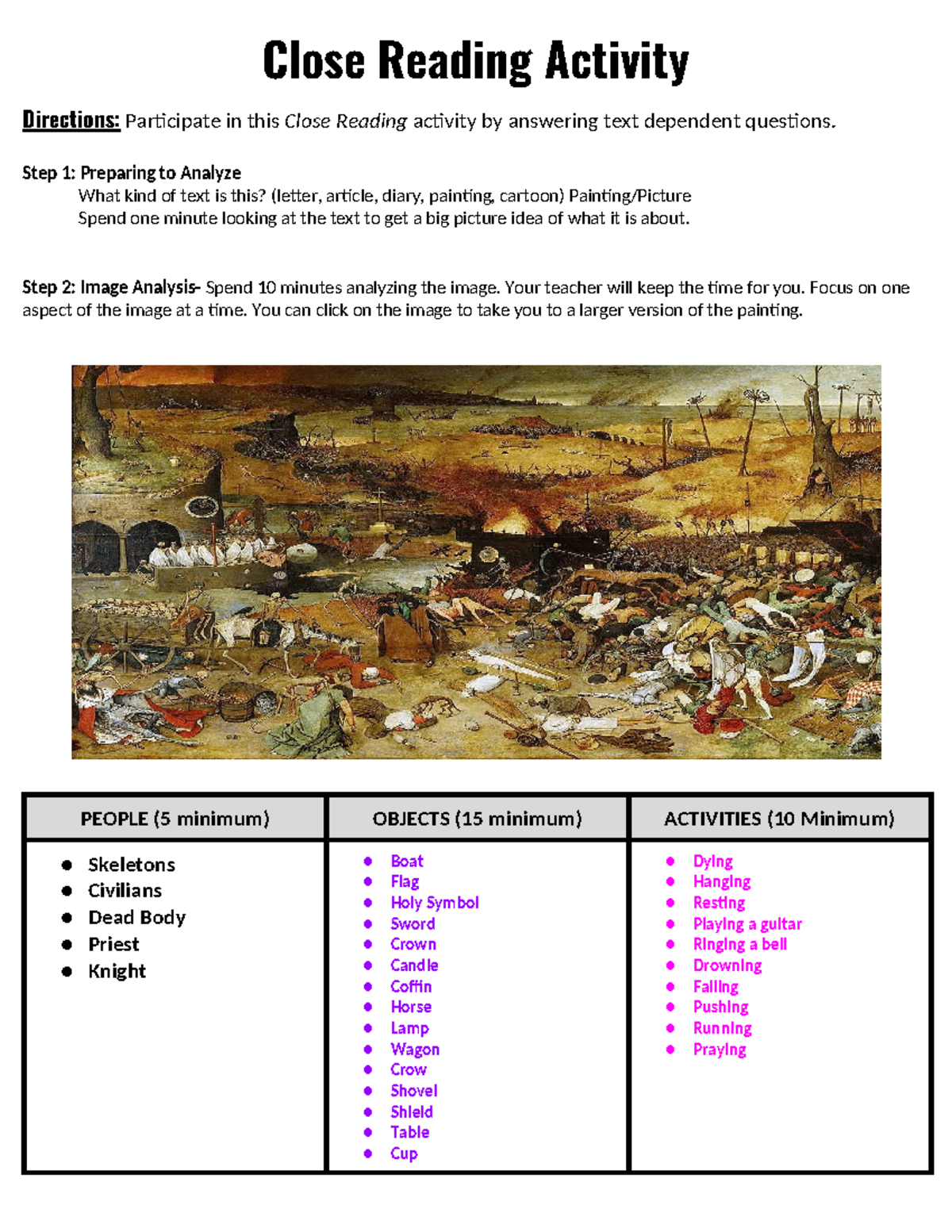 ENG 101 Black Death Close Reading Activity Guide and Analysis - Studocu