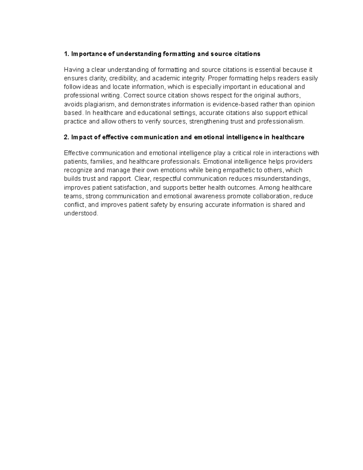 XA3002 Discussion: Formatting, Citations, and Communication in ...