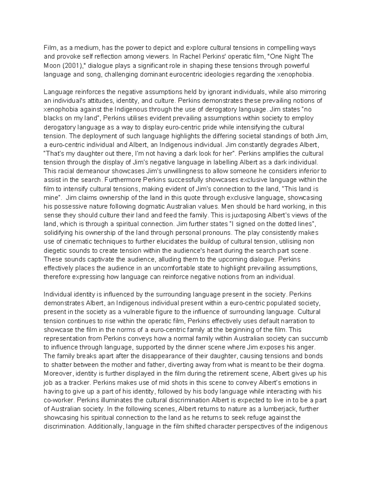 MOD A Essay Q2 - Cultural Tension in "One Night The Moon" Analysis ...