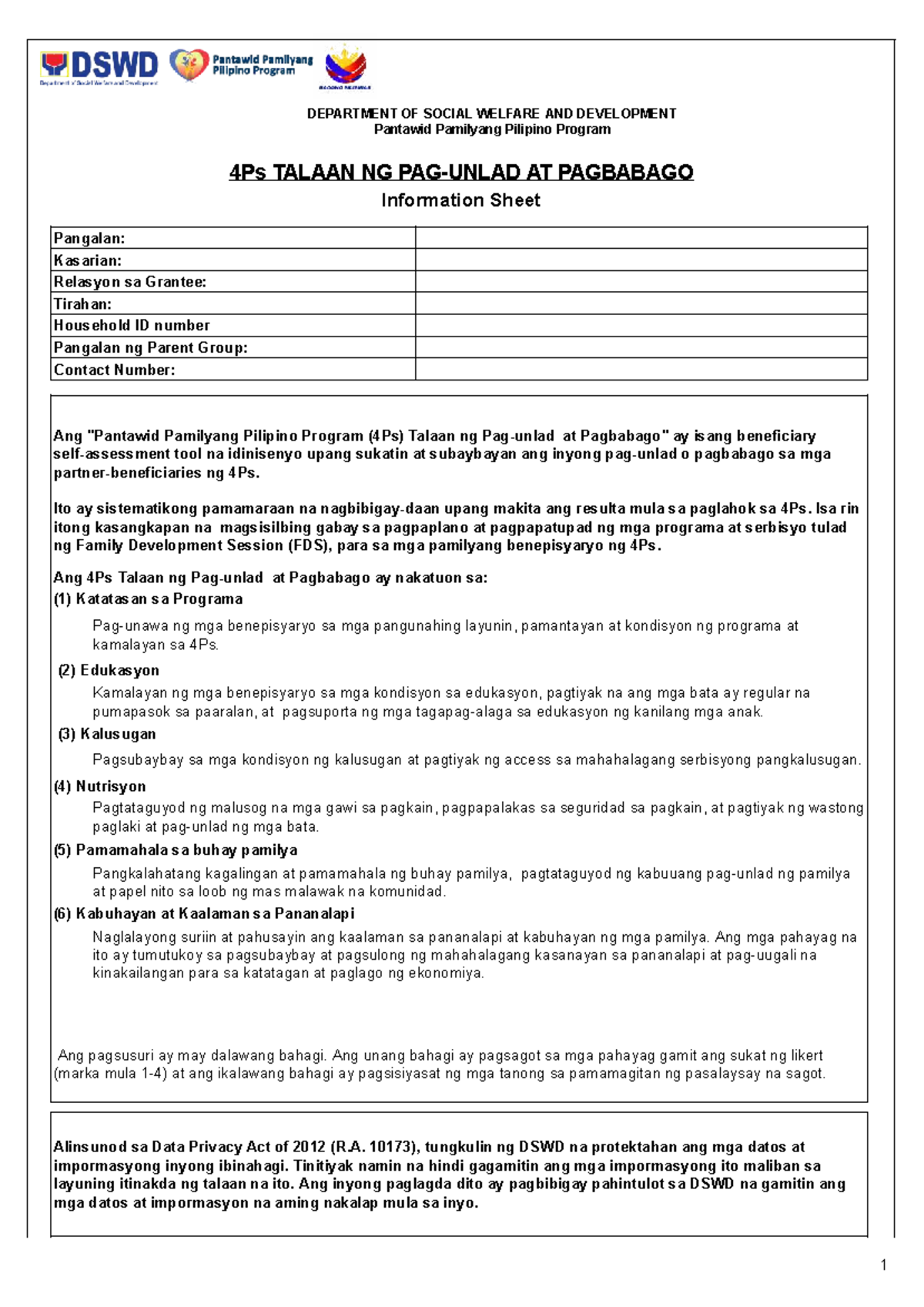 4Ps Talaan ng Pag-unlad at Pagbabago - Pantawid Pamilyang Pilipino ...