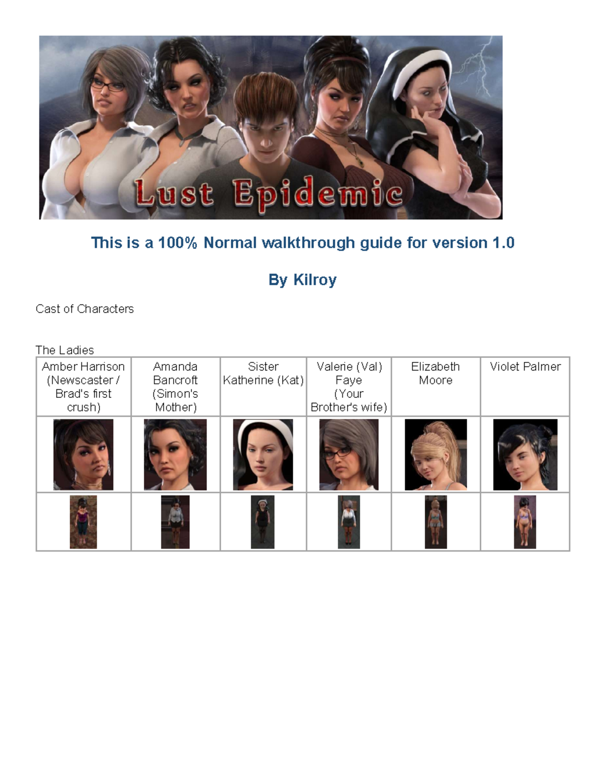 Lust Epidemic: Complete Walkthrough for Version 1 Guide - Studocu