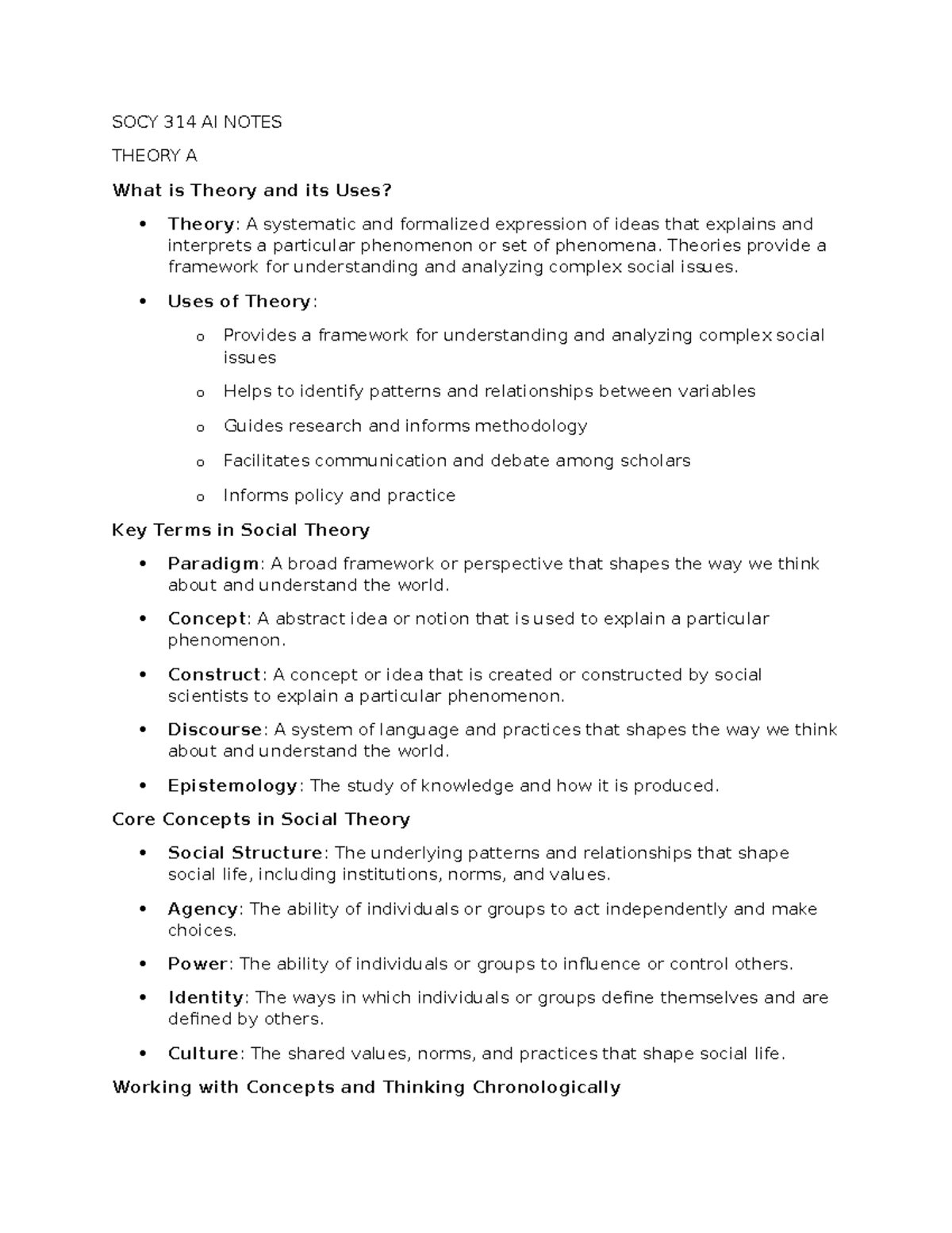 SOCY 314 Final Exam Notes: Key Theories and Concepts in Social Theory ...