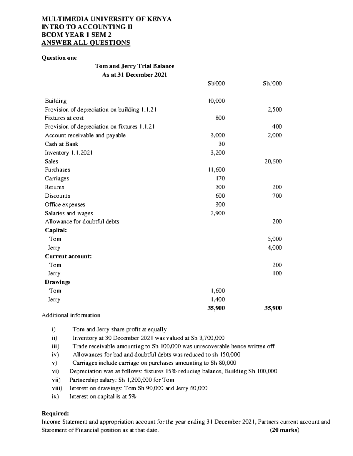 ACC2 260505: Intro to Accounting II - CAT Assignment on Trial Balance ...
