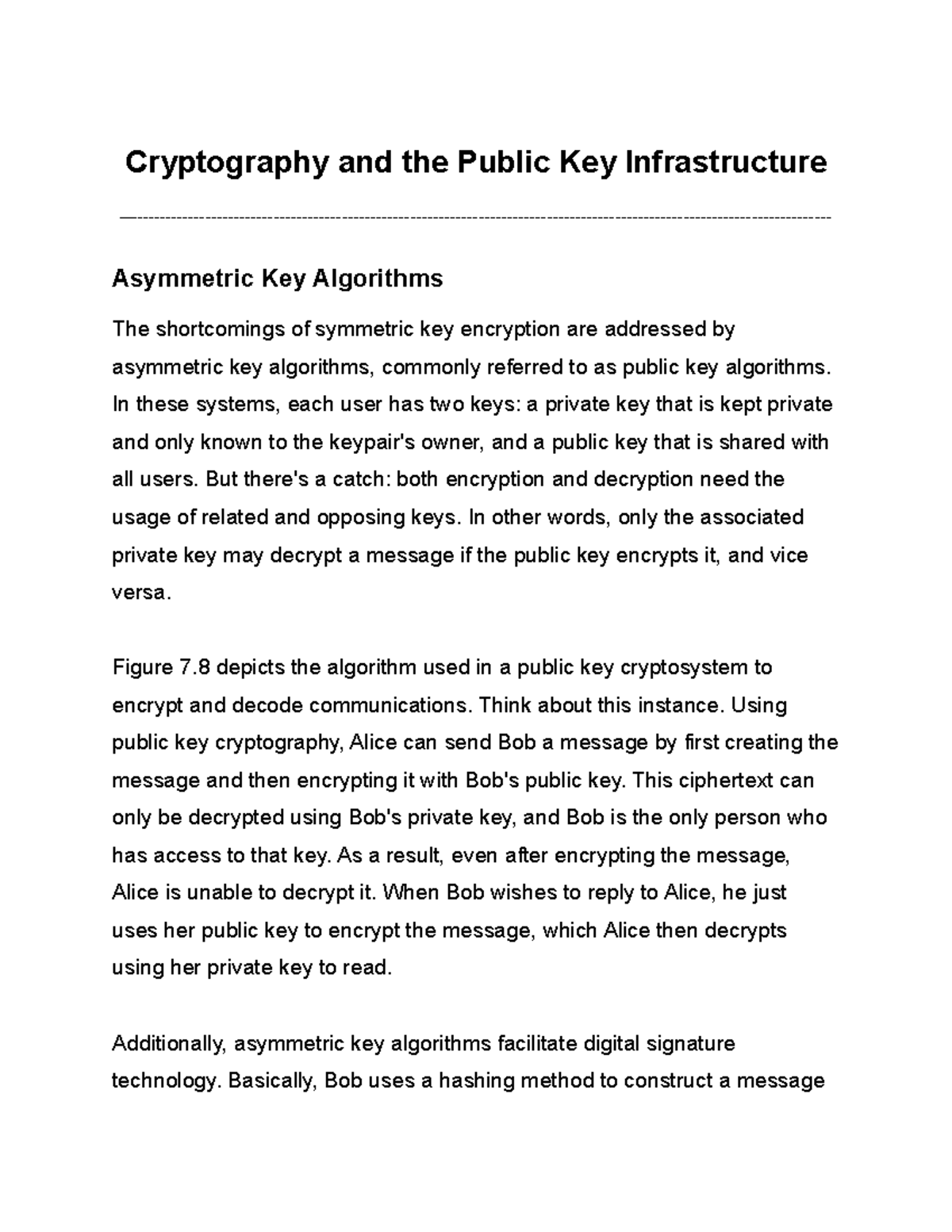 Chapter 7 - Asymmetric Key Algorithms and Symmetric Cryptography - Studocu