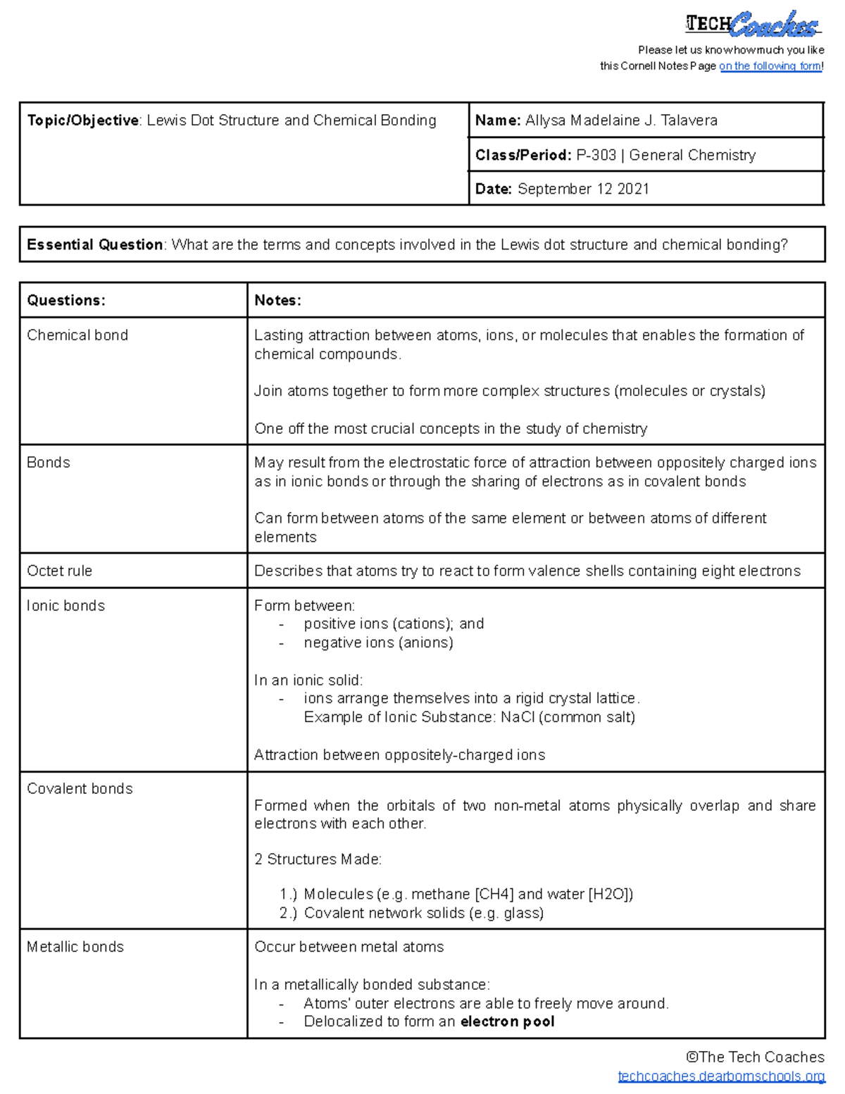 Lewis Dot Structure & Chemical Bonding Notes (Gen Chem) - Studocu